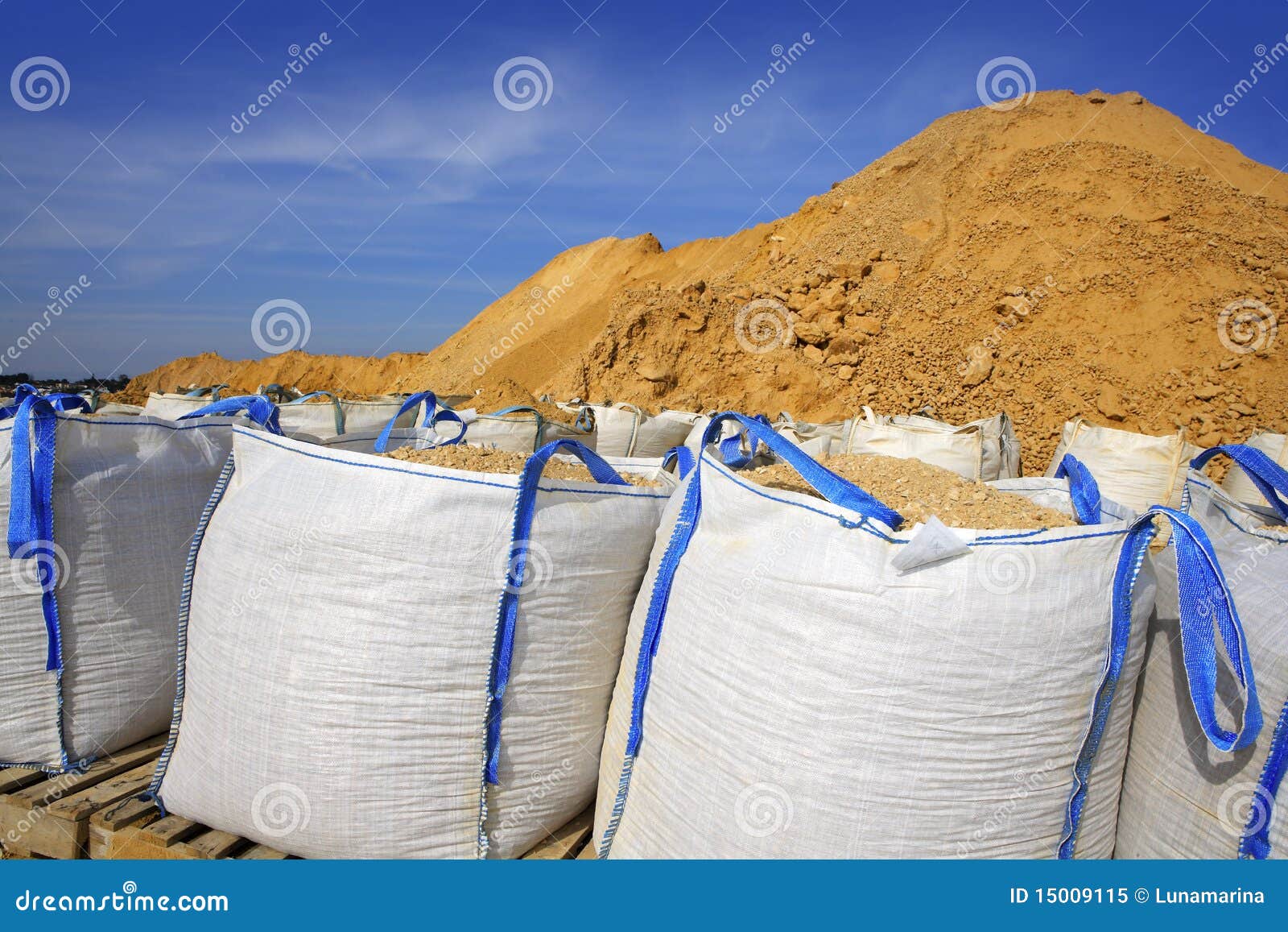 Sandbag White Big Bag Sand Sacks Quarry Stock Image - Image of earth ...
