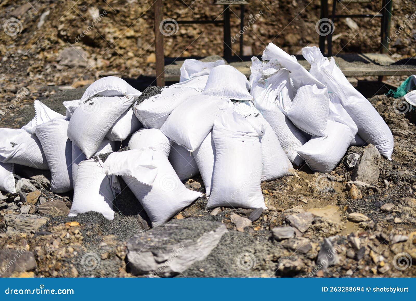 Sandbags on a Construction Site Stock Photo - Image of insurance, site ...