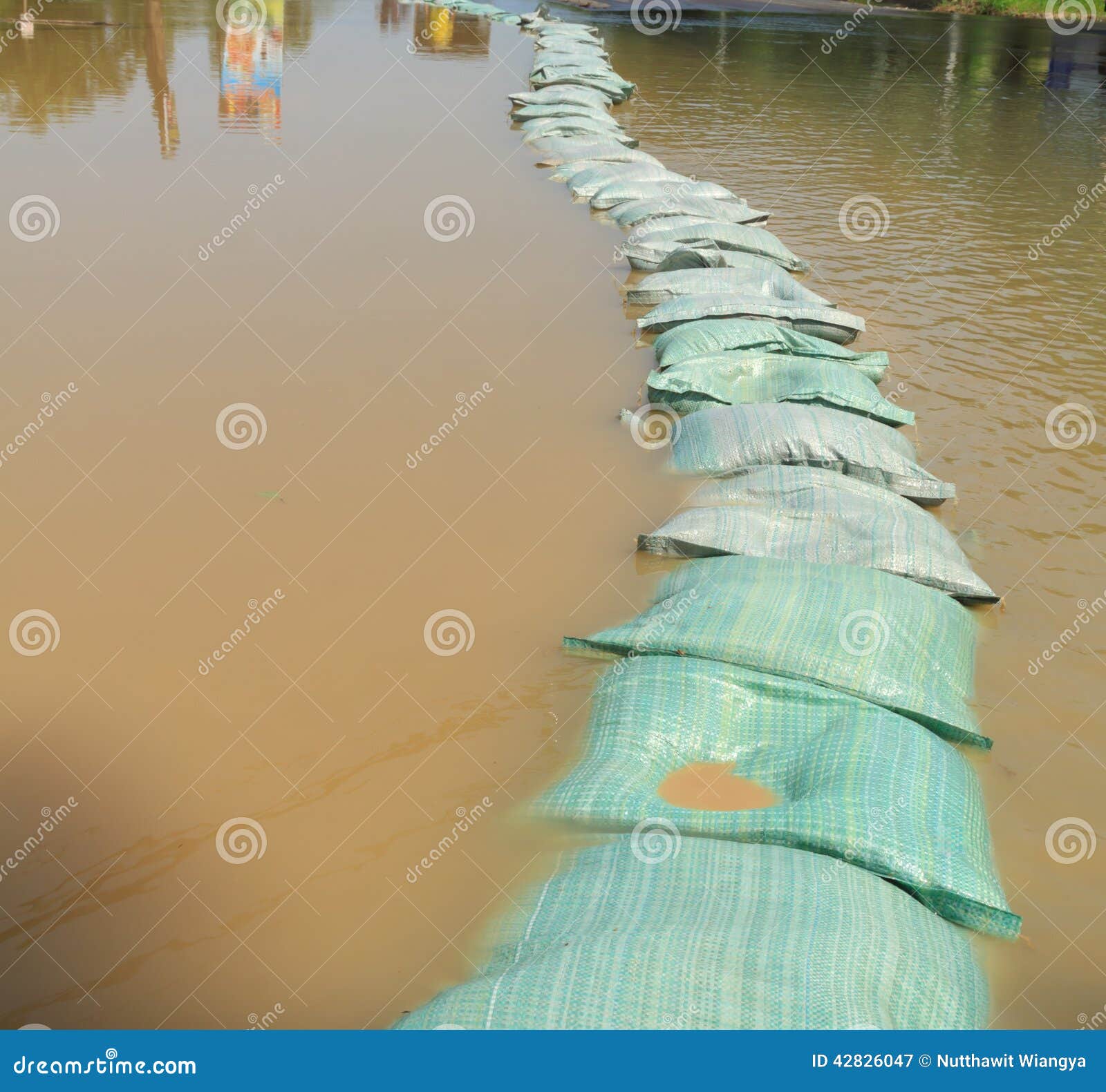 Sandbags flood protection stock image. Image of color - 42826047