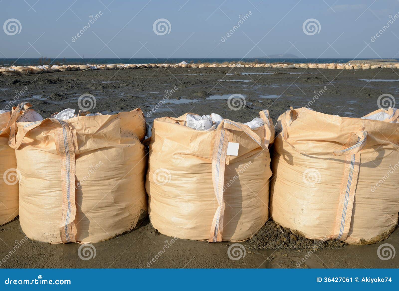 Sandbags for protection stock image. Image of natural - 36427061