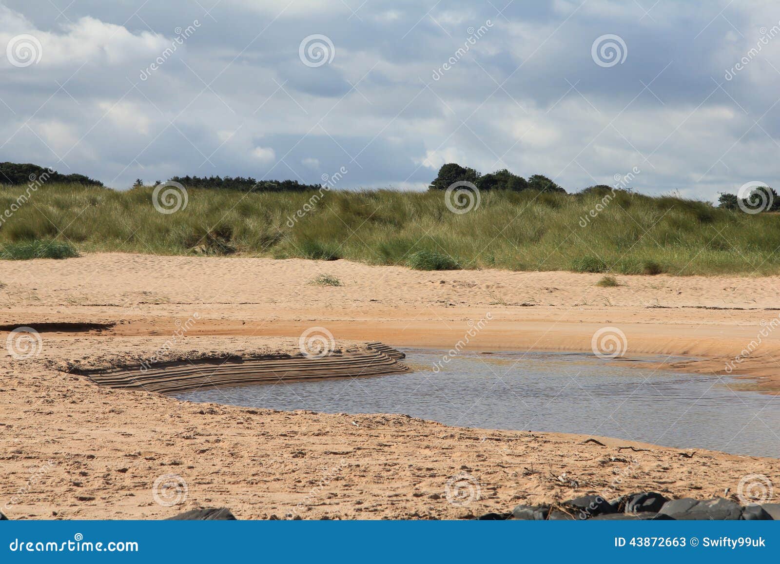 Sandbank on Embleton Beach Estuary Stock Image - Image of coastline ...