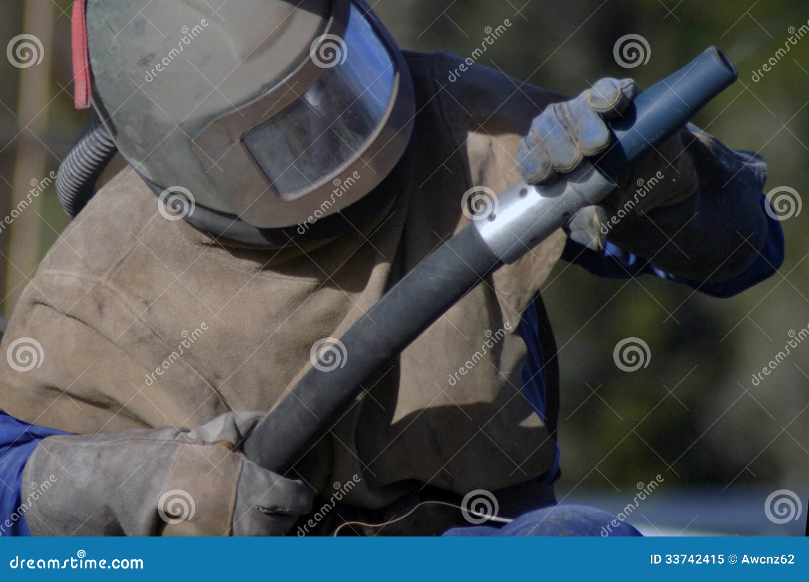 Sandblaster at work stock image. Image of preparation - 33742415