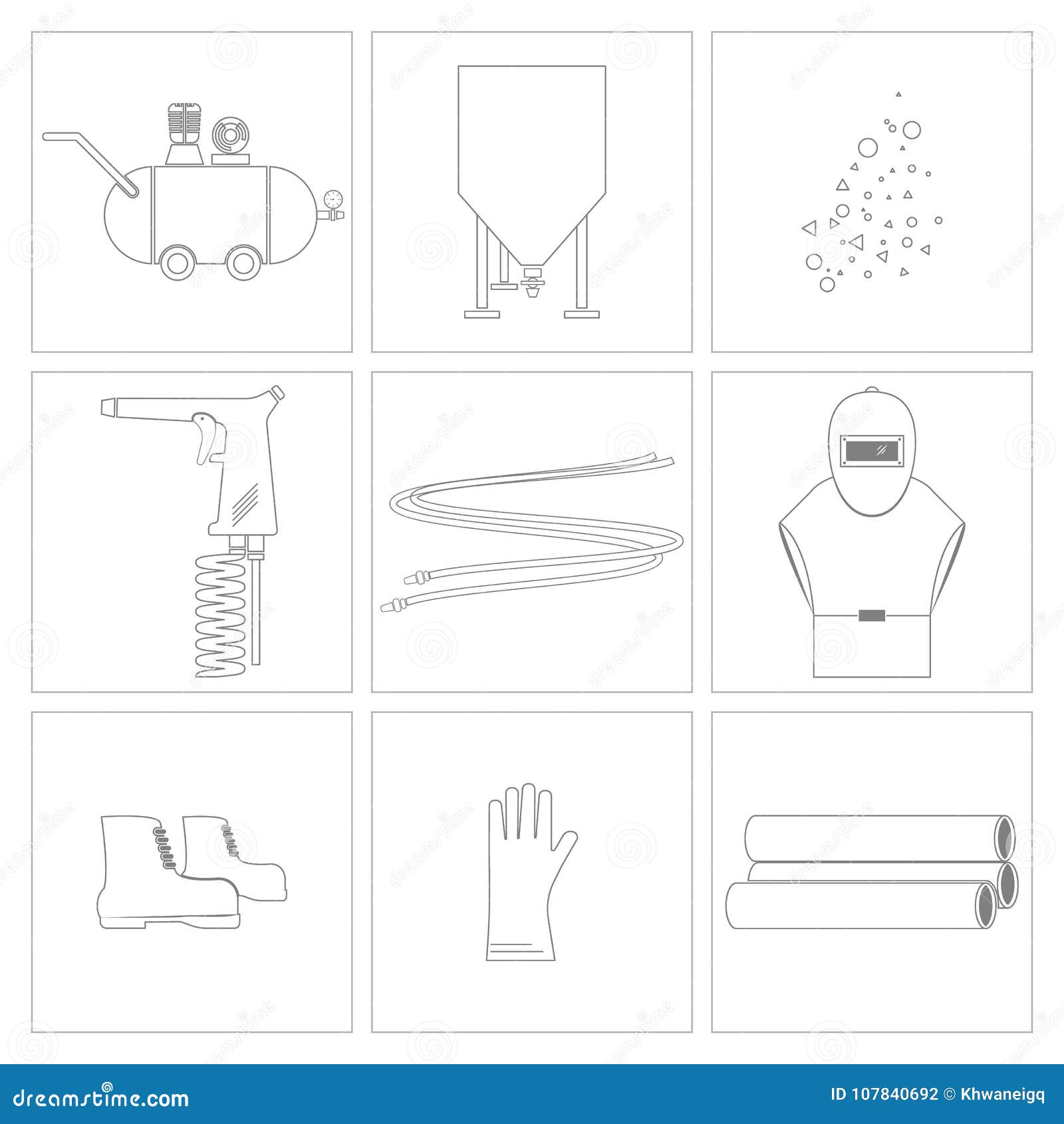 Sandblasting and Equipment Tools Icon, Vector, Illustration Stock ...