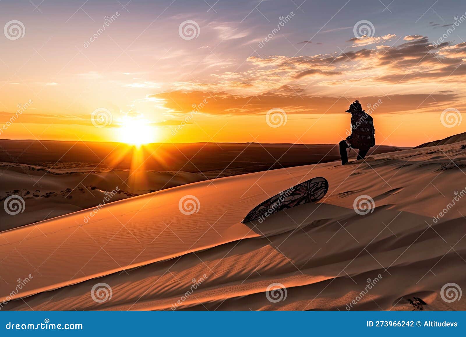 Sandboarding with Sunset in the Background, Creating a Stunning View ...