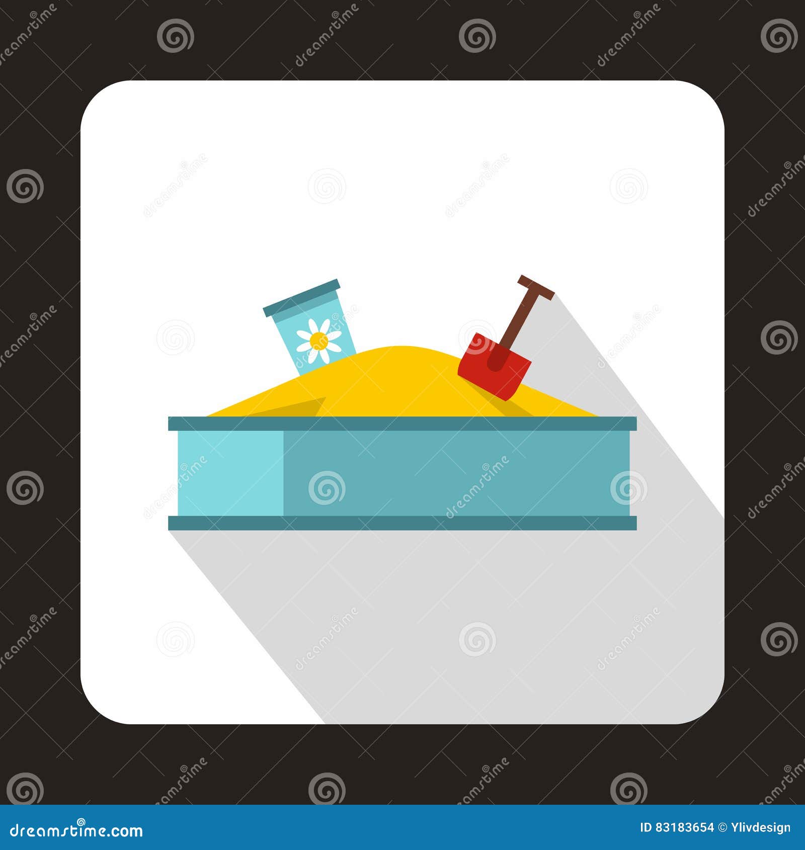 Sandbox icon, flat style stock vector. Illustration of spade - 83183654