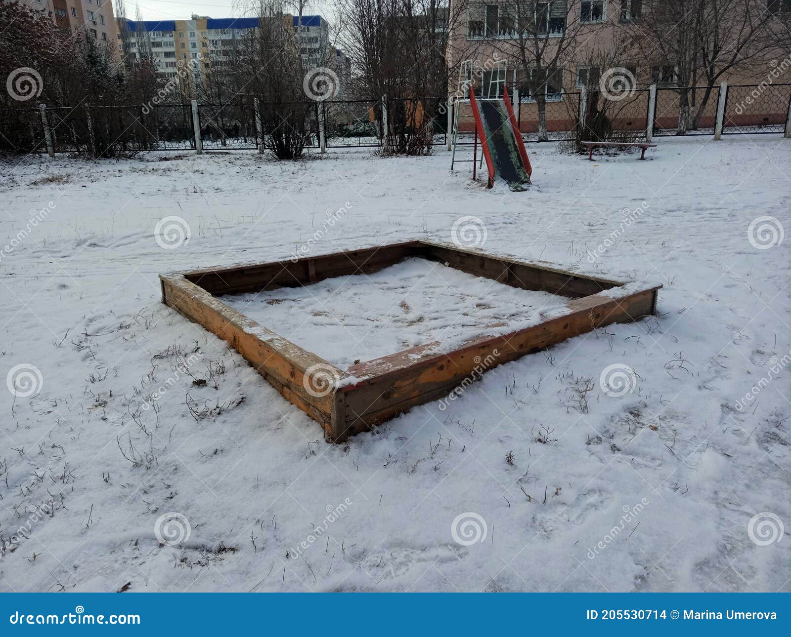 Sandbox Playground Under the Snow Stock Photo - Image of white, winter ...
