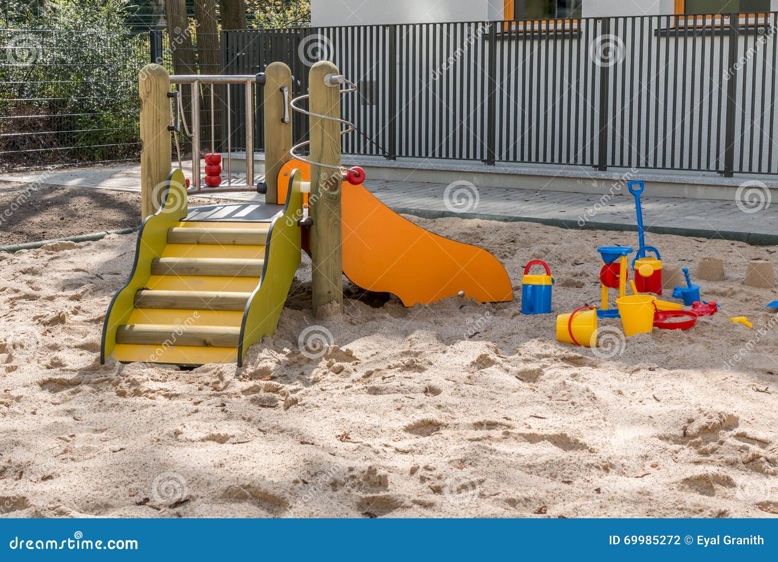 Sandbox with Toys in Kindergarten on a Sunny Day Stock Photo - Image of ...