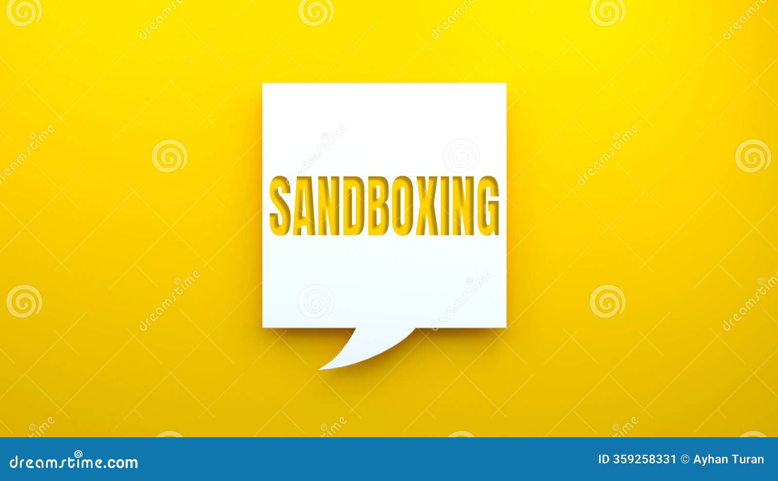 Sandboxing Text Message on Speech Bubble.Yellow Background Stock ...