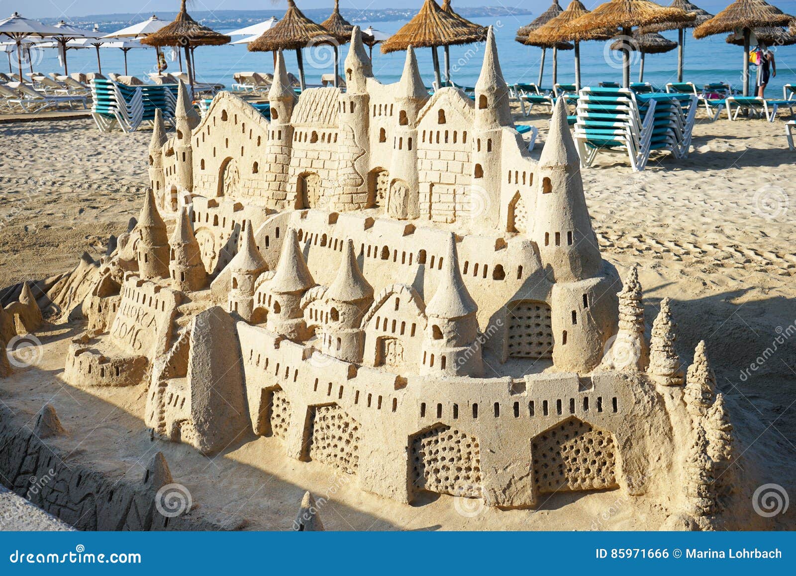 Sandcastle on beach stock photo. Image of beautiful, castles - 85971666