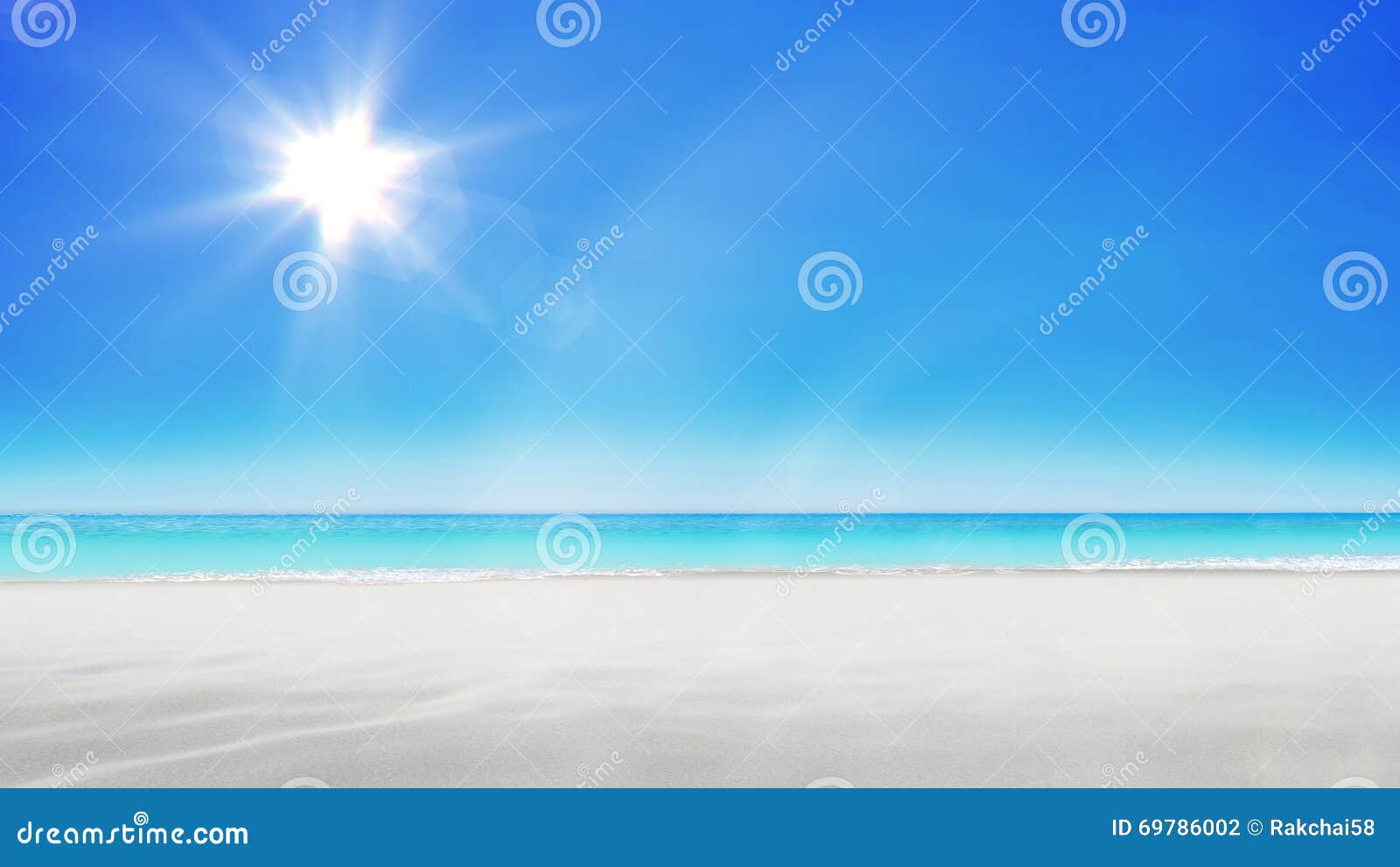 Sandcastle Beach on Bright Sky. 3d Rendering Stock Photo - Image of ...