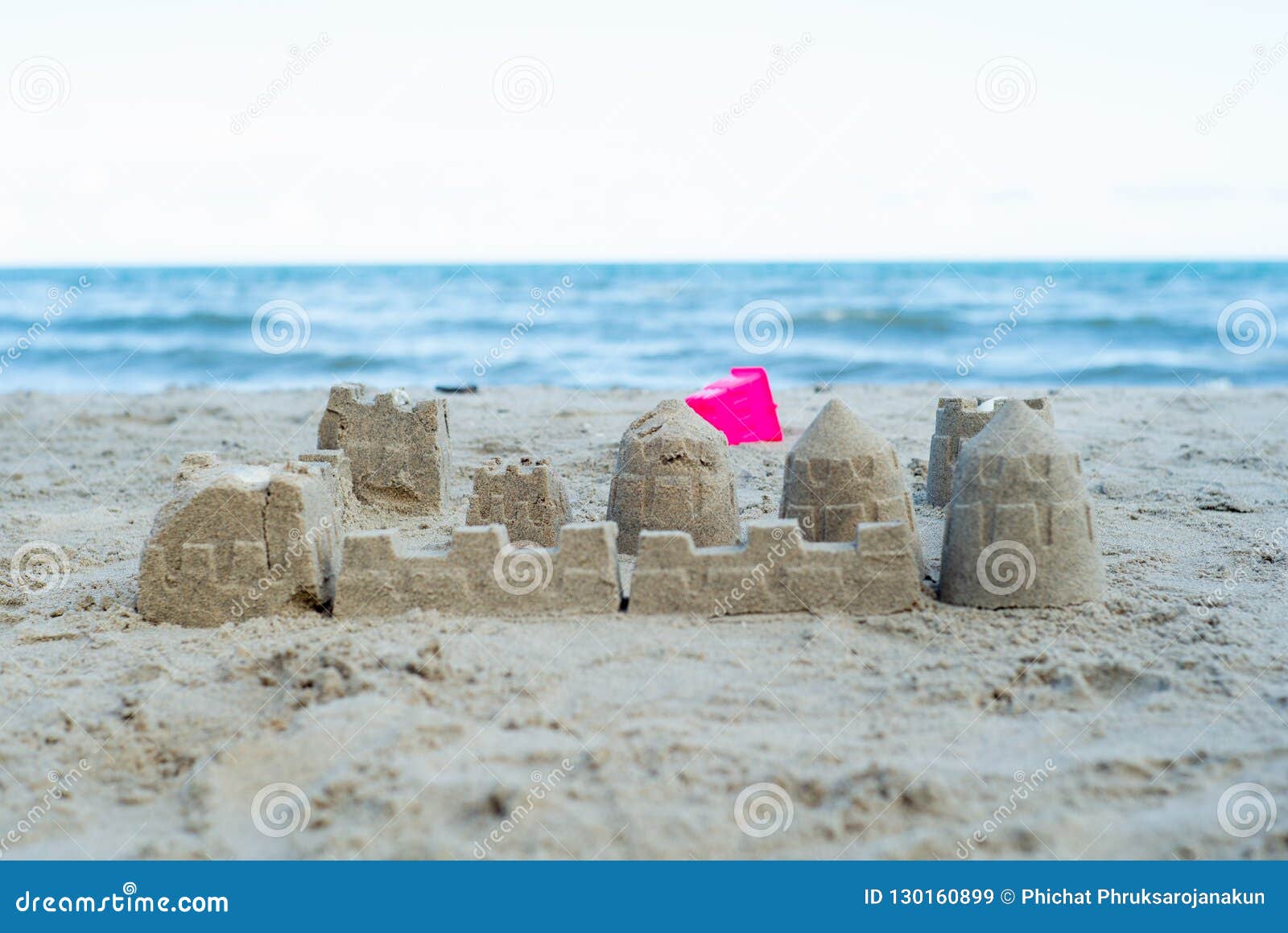 The Sandcastle on the Beach Built by Using the Plastic Models Stock ...