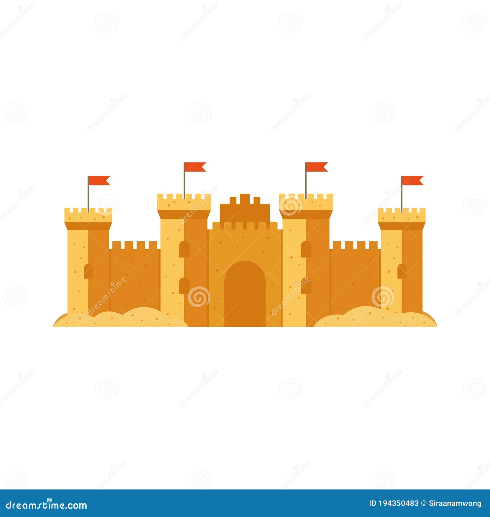 Sandcastle in Flat Style Design Stock Vector - Illustration of flag ... Sandcastle in Flat Style Design Stock Vector - Illustration of flag ...