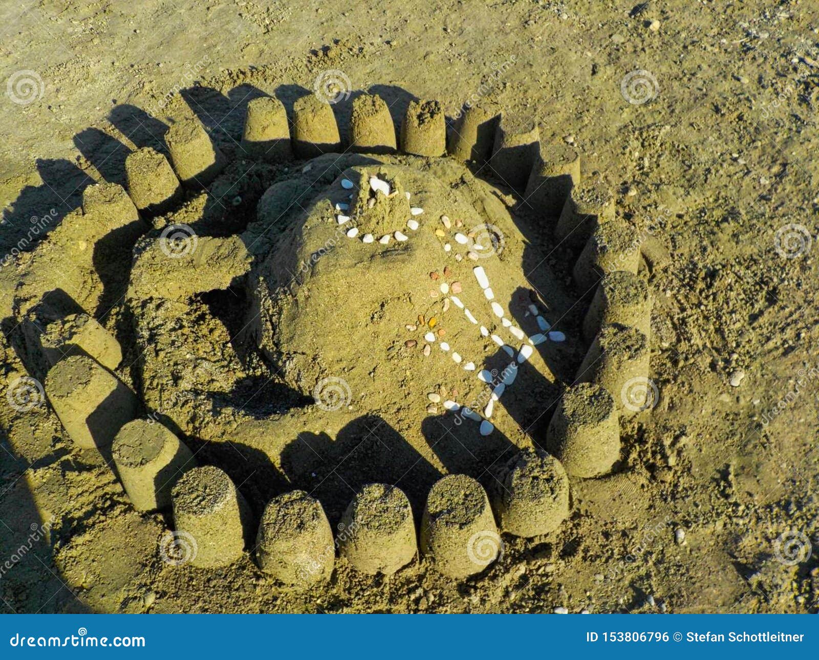 A Sandcastle with Shells on the Beach Stock Photo - Image of vacation ...