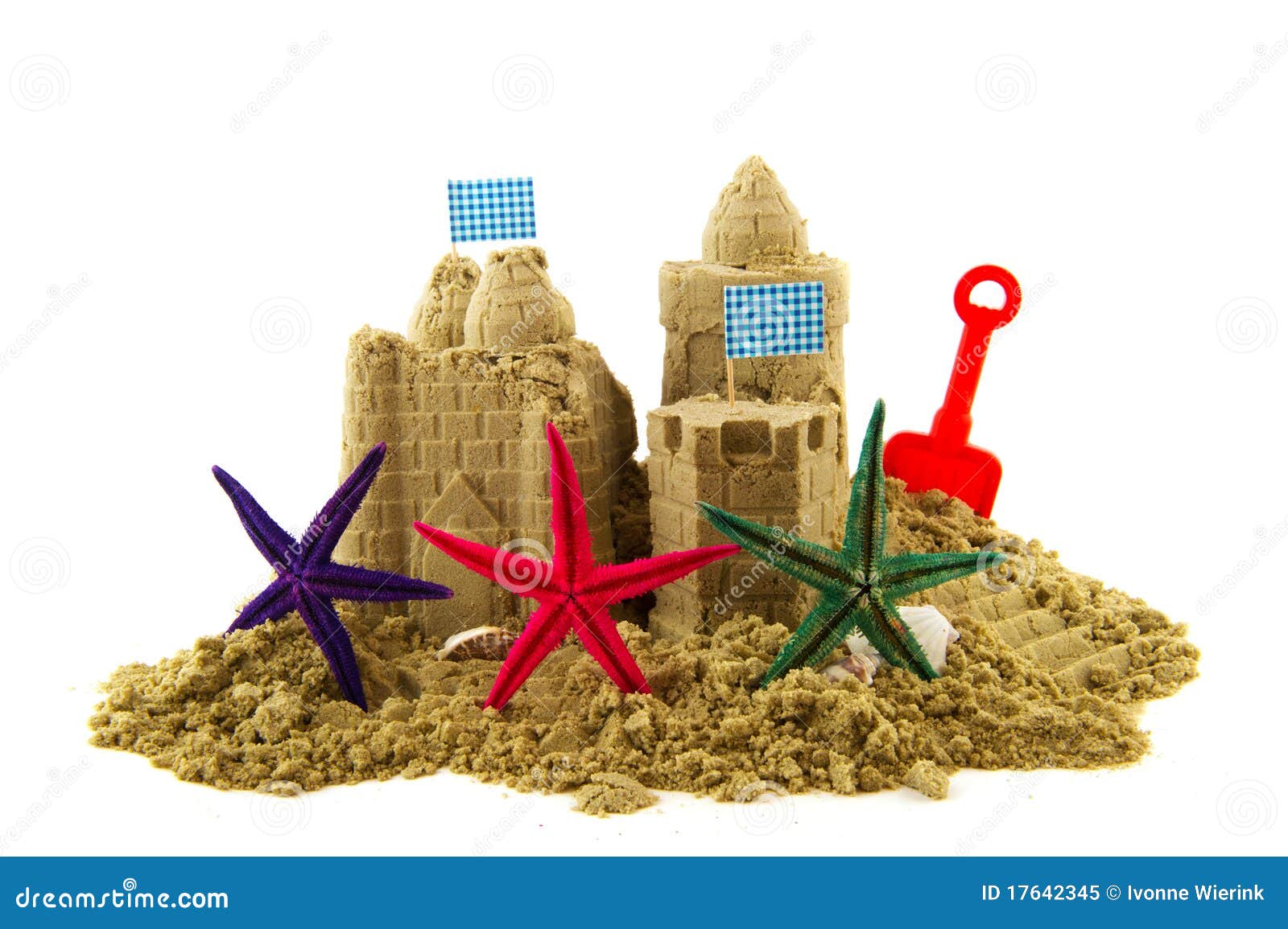 Sandcastle with starfishes stock image. Image of playing - 17642345