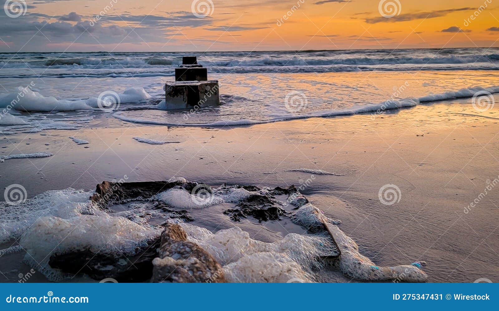 Sandcastle on the Waves in a Beach in Florida Stock Image - Image of ...