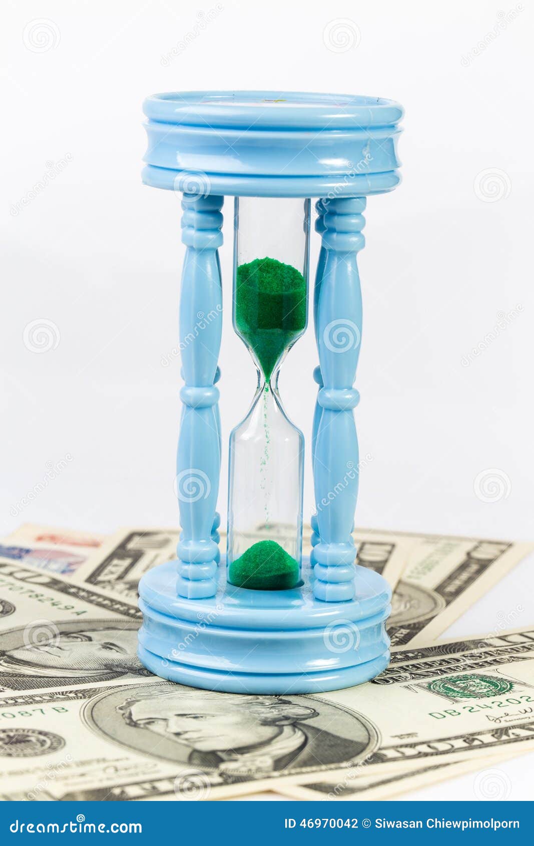 Sandclock on Bank Note Represent Money Grow Over Time Stock Photo ...