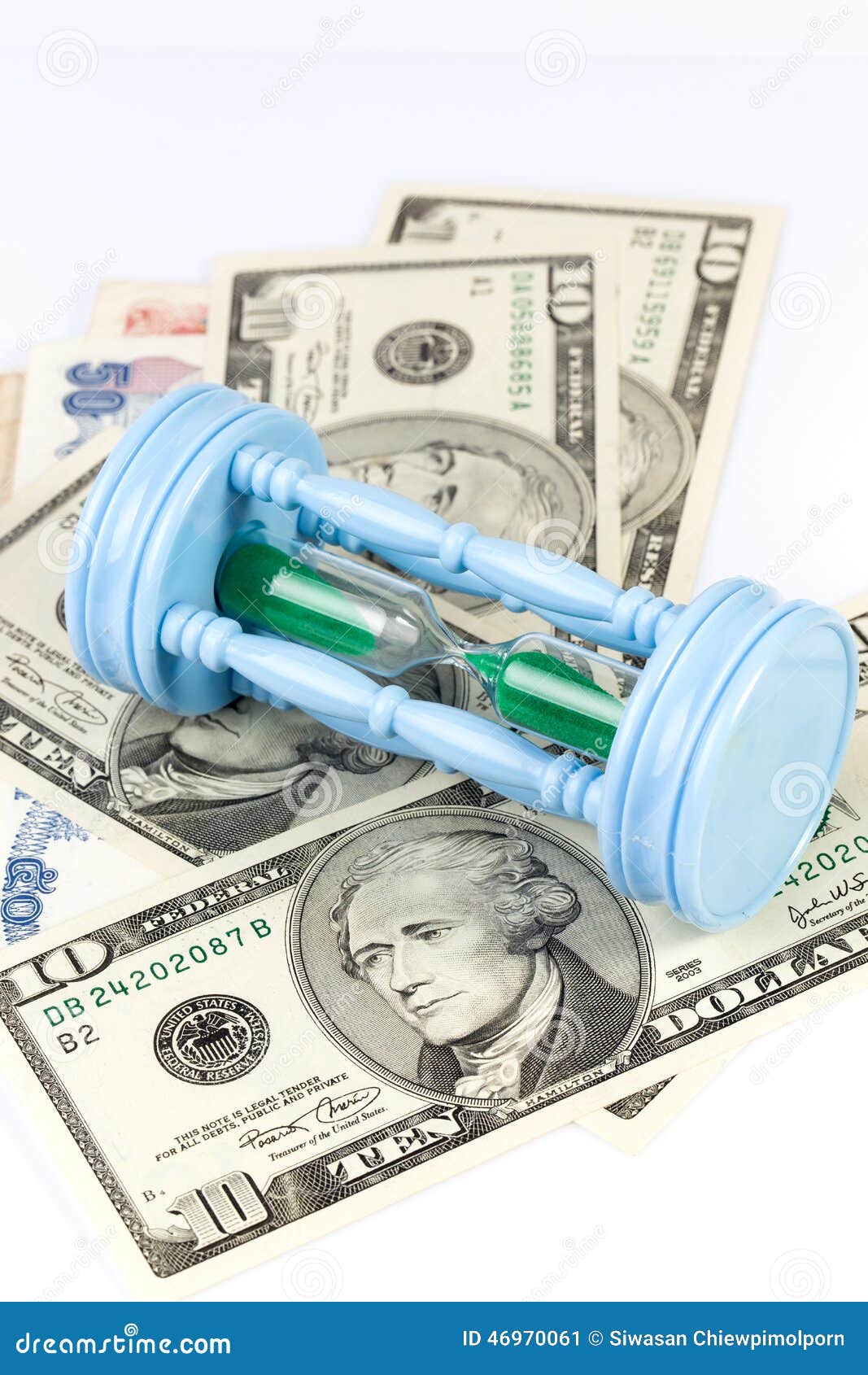 Sandclock on Bank Note Represent Money Grow Over Time Stock Image ...