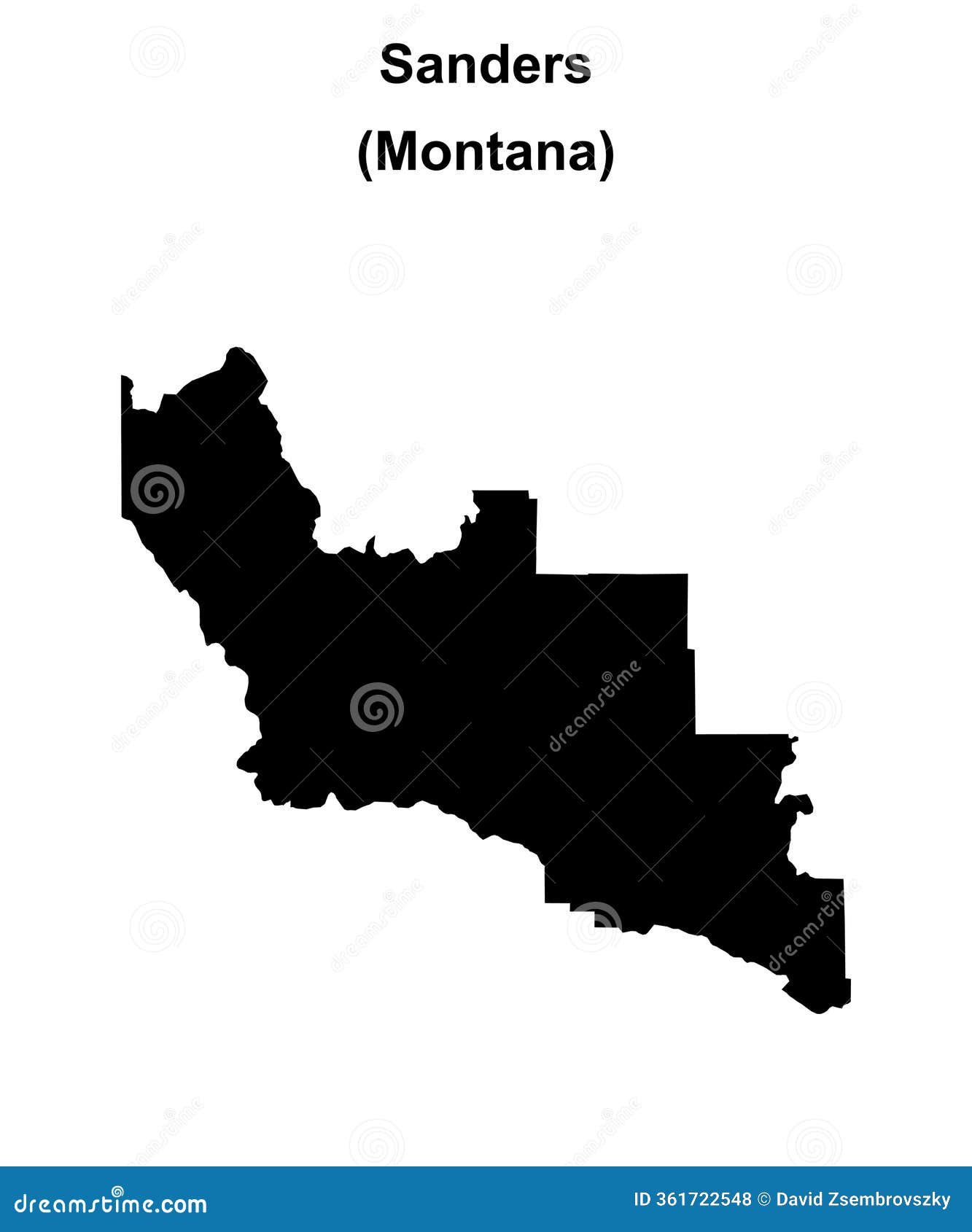 Map Of Sanders County In Montana State On White Background. Single ...