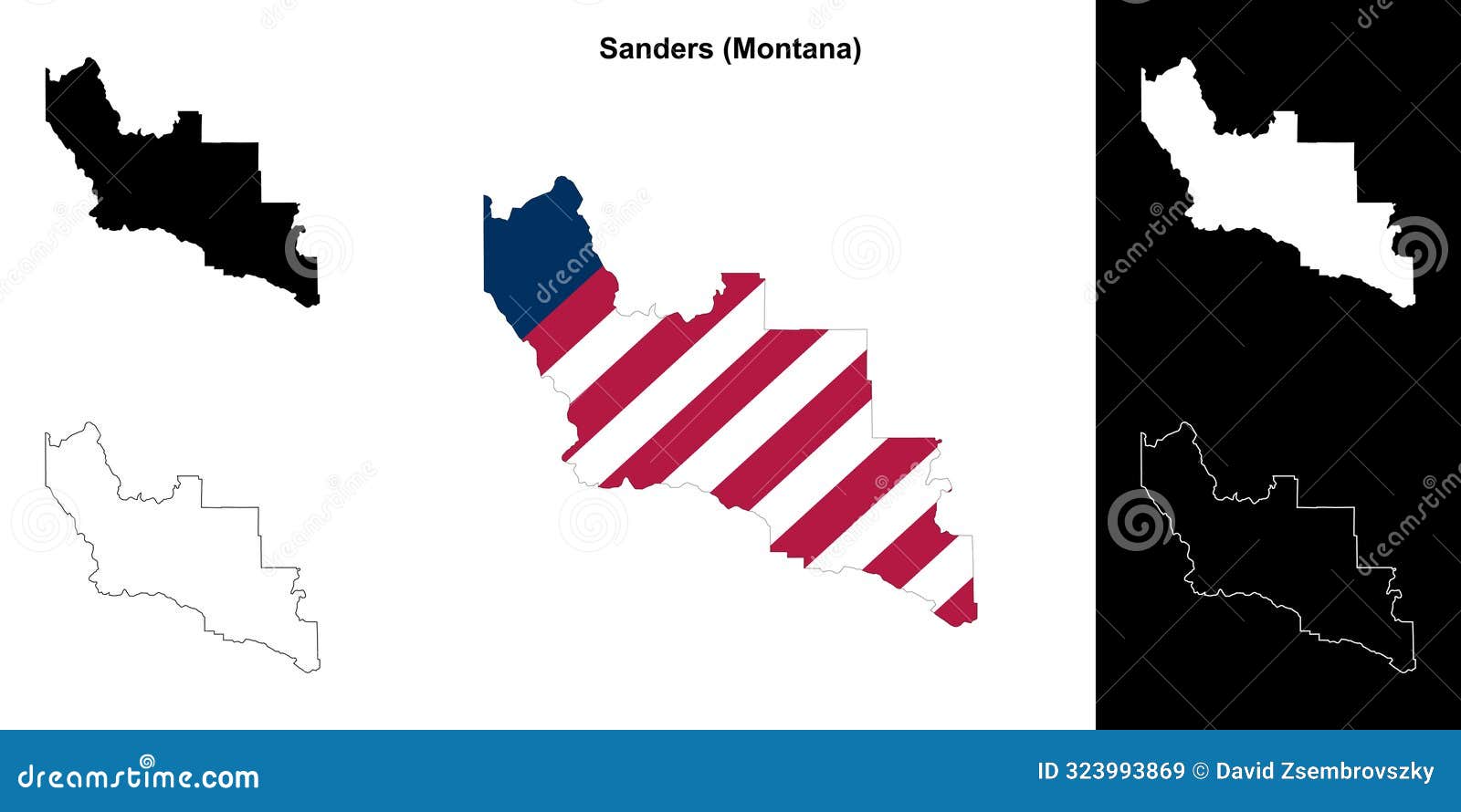 Map Of Sanders County In Montana State On White Background. Single ...