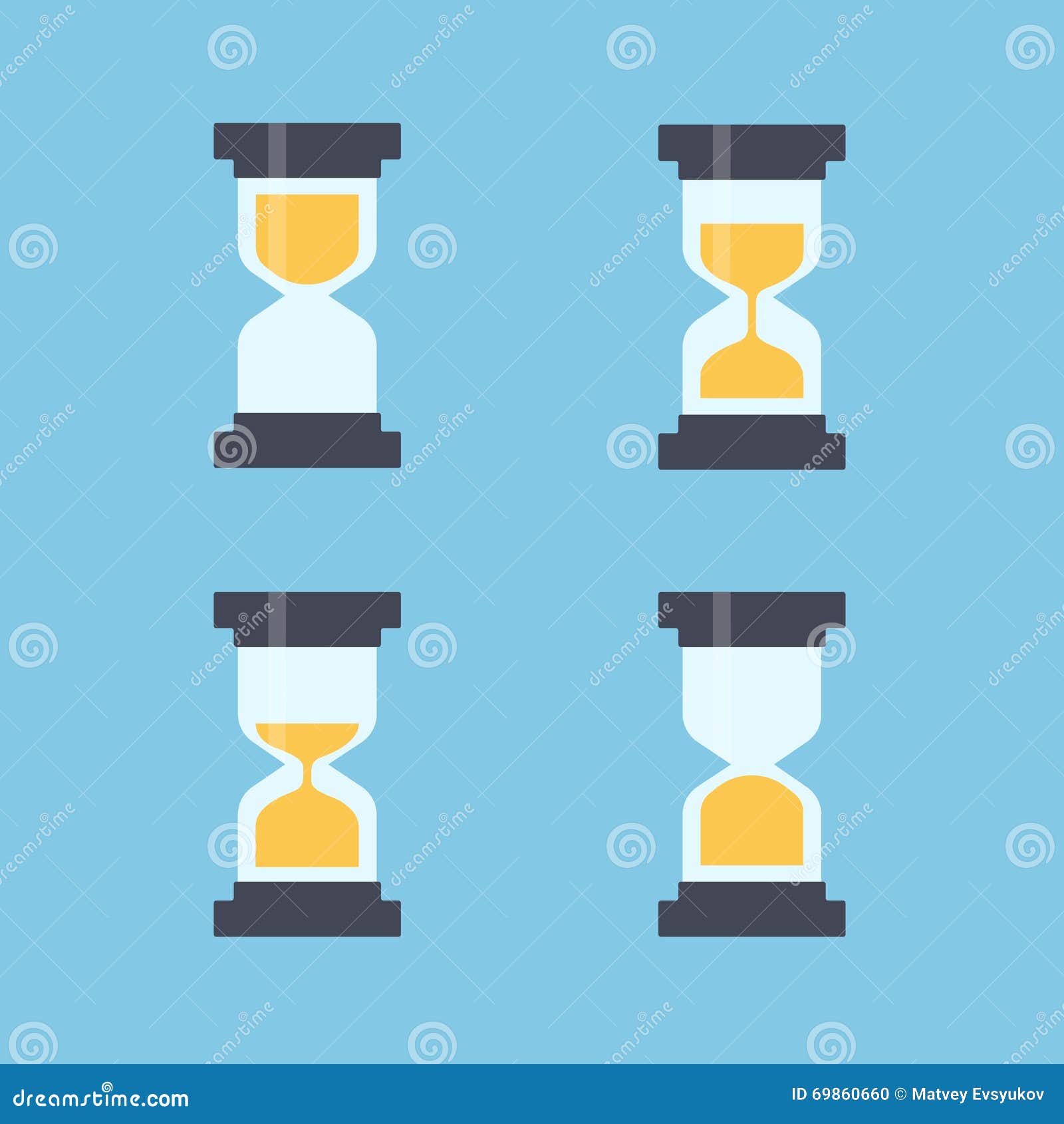 Sandglass Flat Icons . Sandglass Animation Frames. Time Hourglass ...