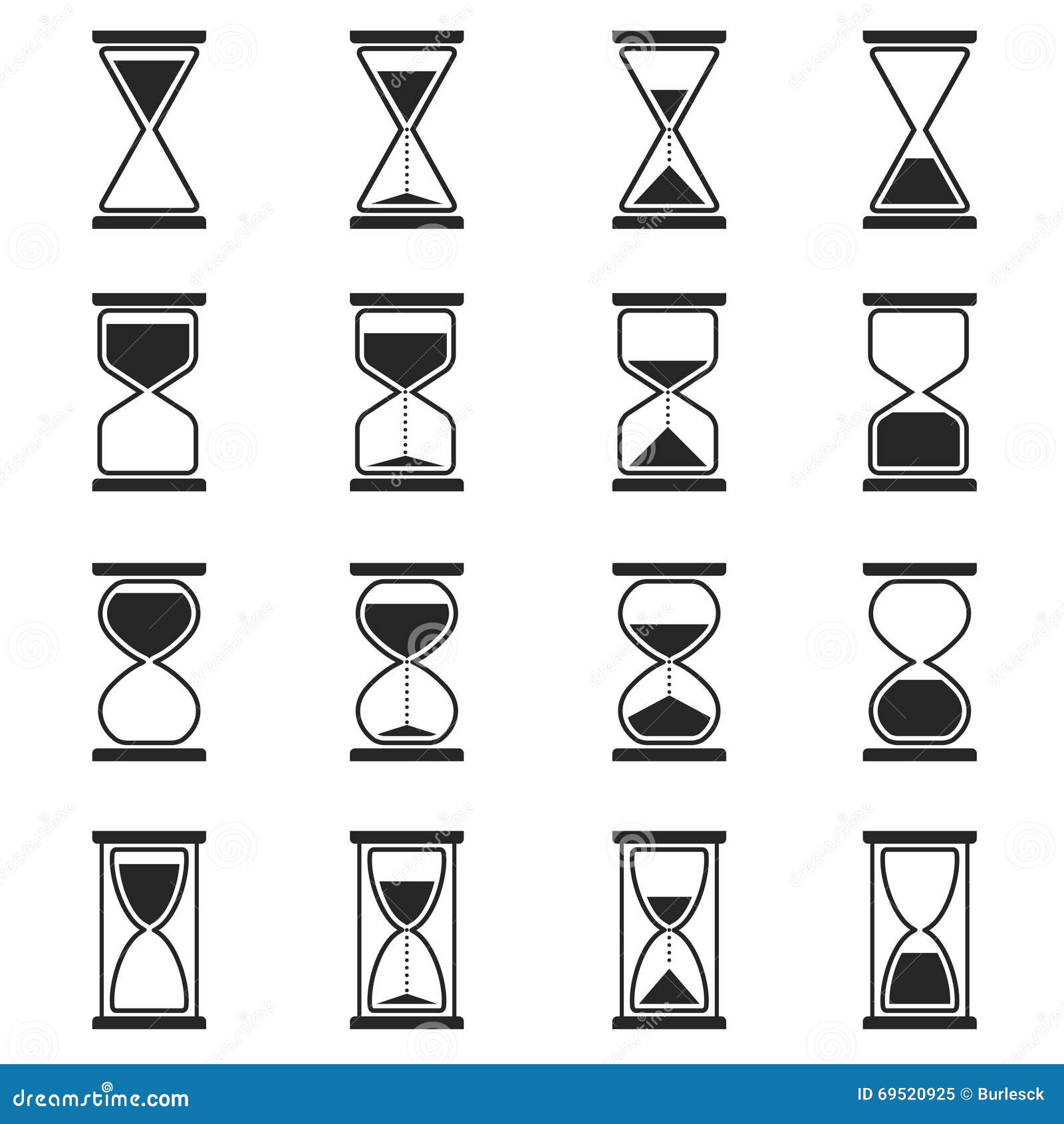 Sandglass Och Timglasvektorsymboler Vektor Illustrationer ...