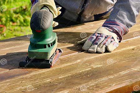Sanding stock image. Image of handyman, woodworking, board - 20121003