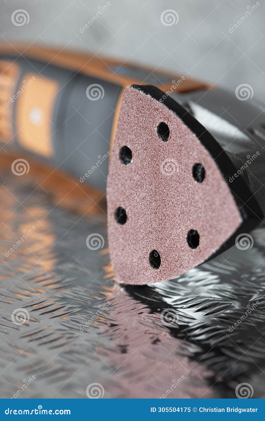 Sanding Attachment, with Sandpaper, on an Electric Sander and Cutting ...