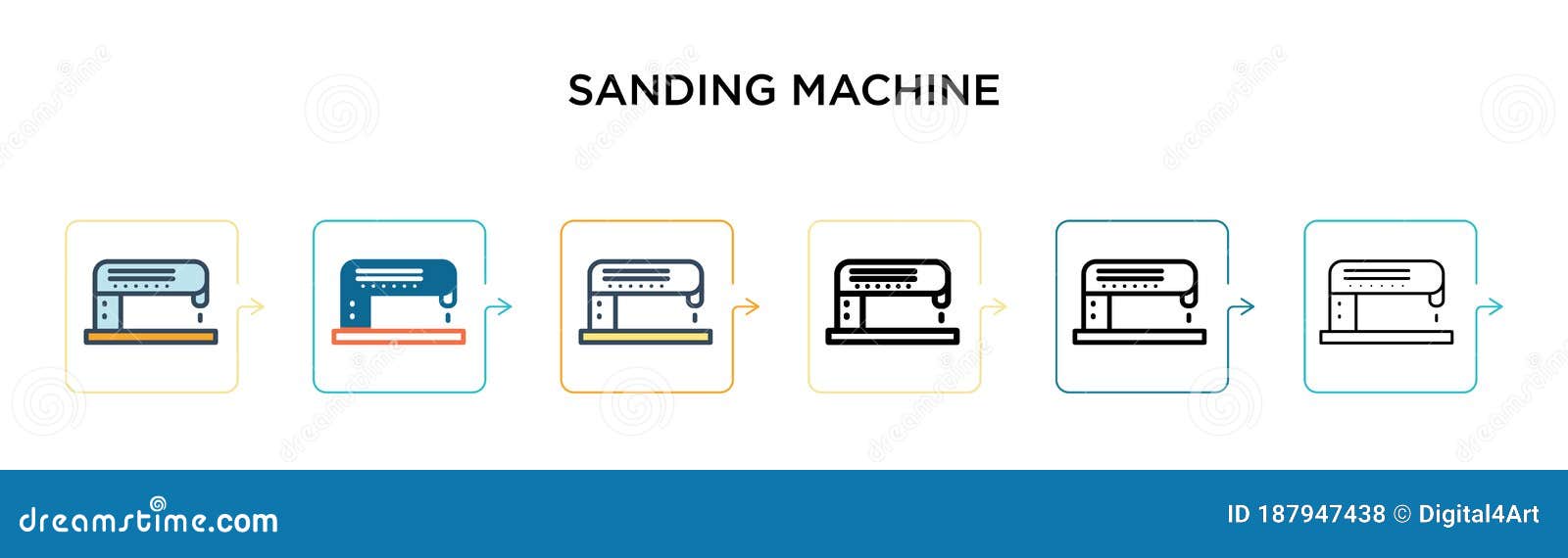 Sanding Machine Vector Icon in 6 Different Modern Styles. Black, Two ...