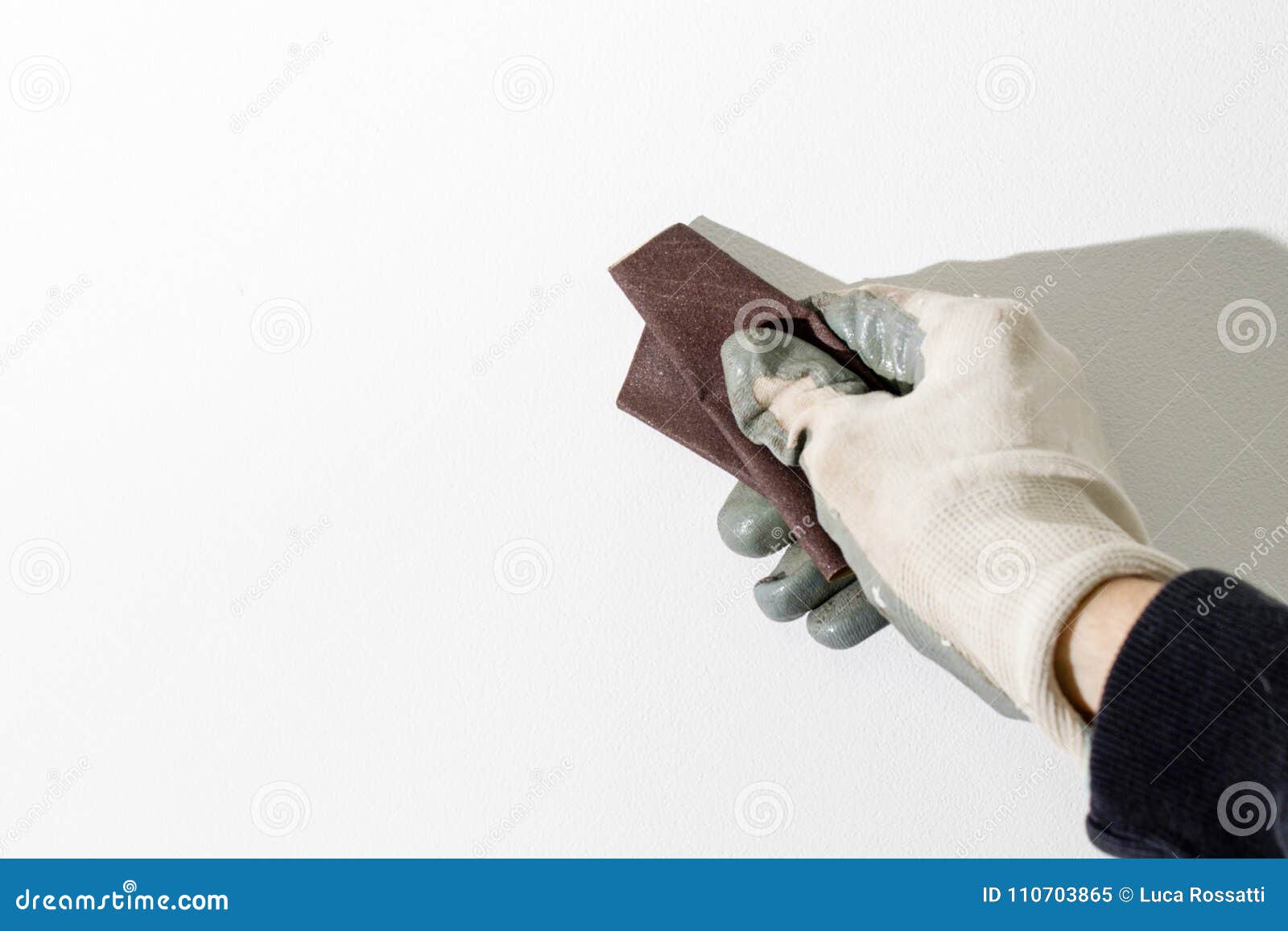 Sanding White Wall with Sandpaper Stock Image - Image of harsh, screen ...