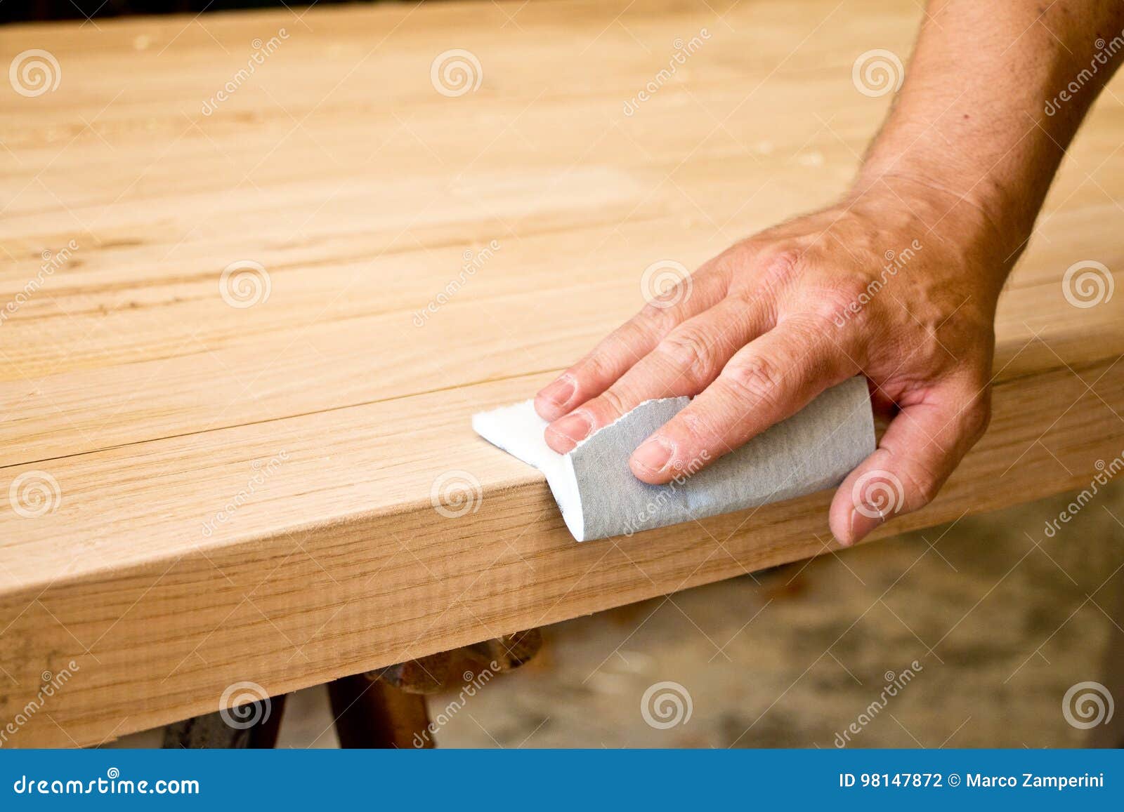 Sanding wood stock photo. Image of finish, manual, woodwork - 98147872