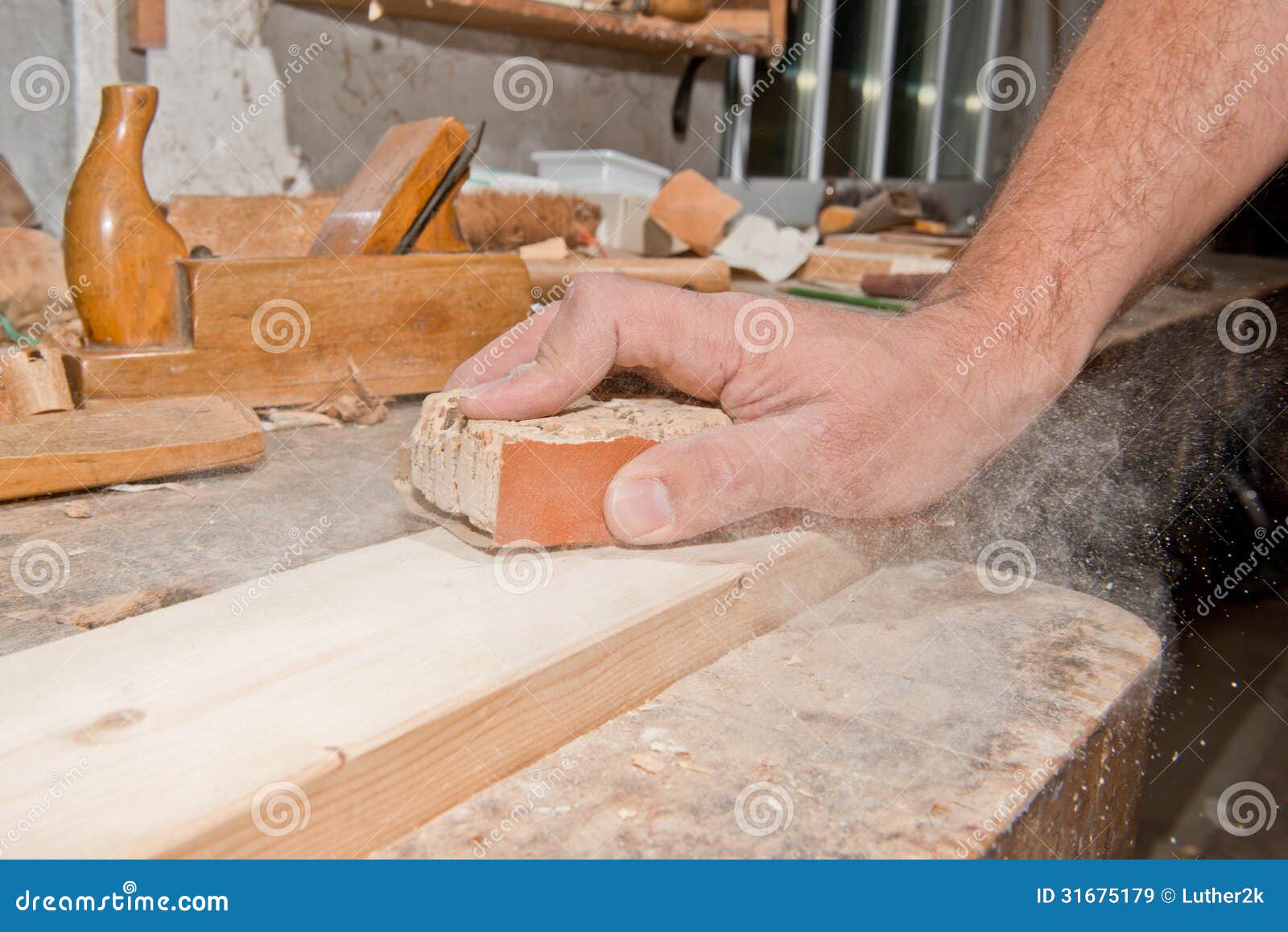 Sanding wood stock image. Image of work, sand, profession - 31675179