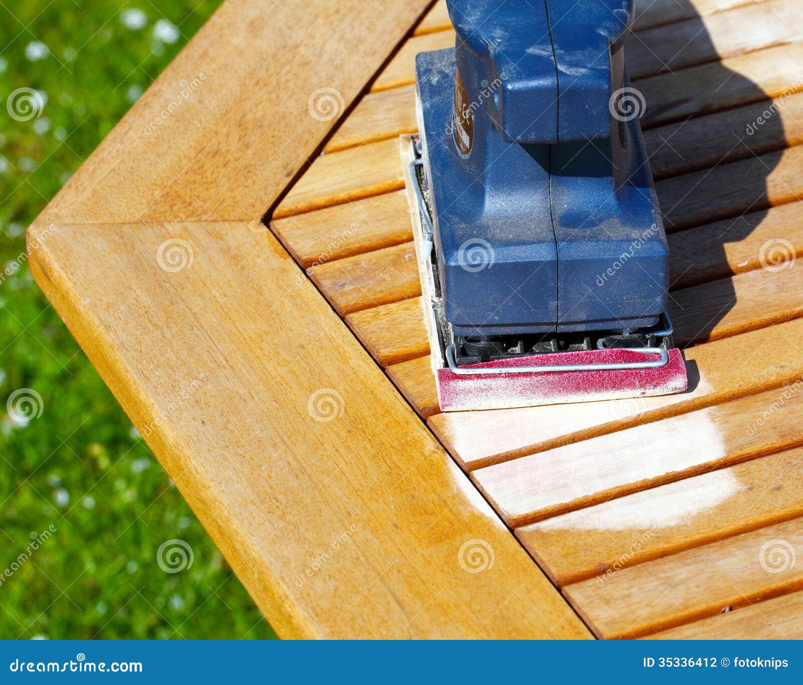 Sanding wooden table stock photo. Image of implement - 35336412