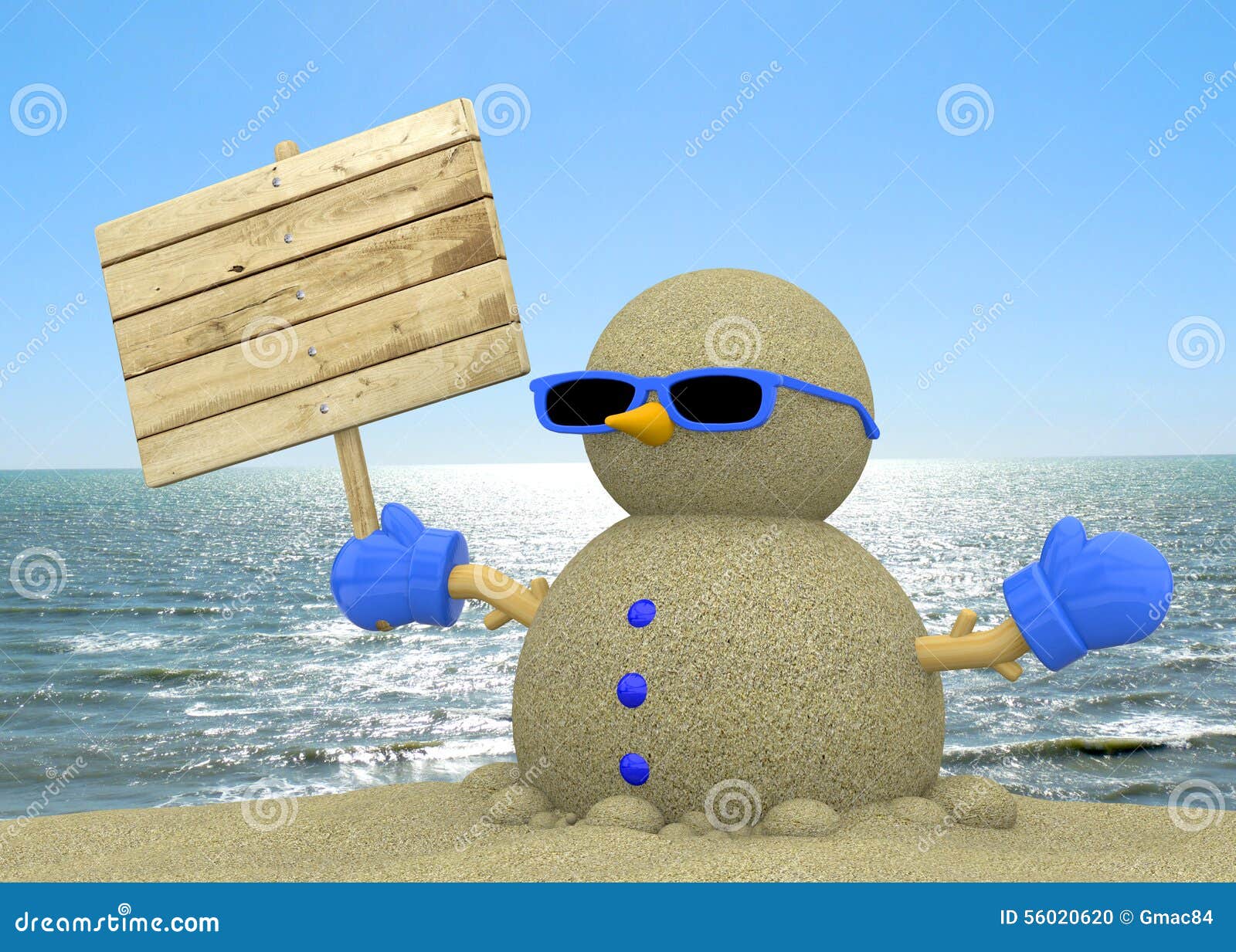 Sandman on the Beach - 3D stock illustration. Illustration of relax ...