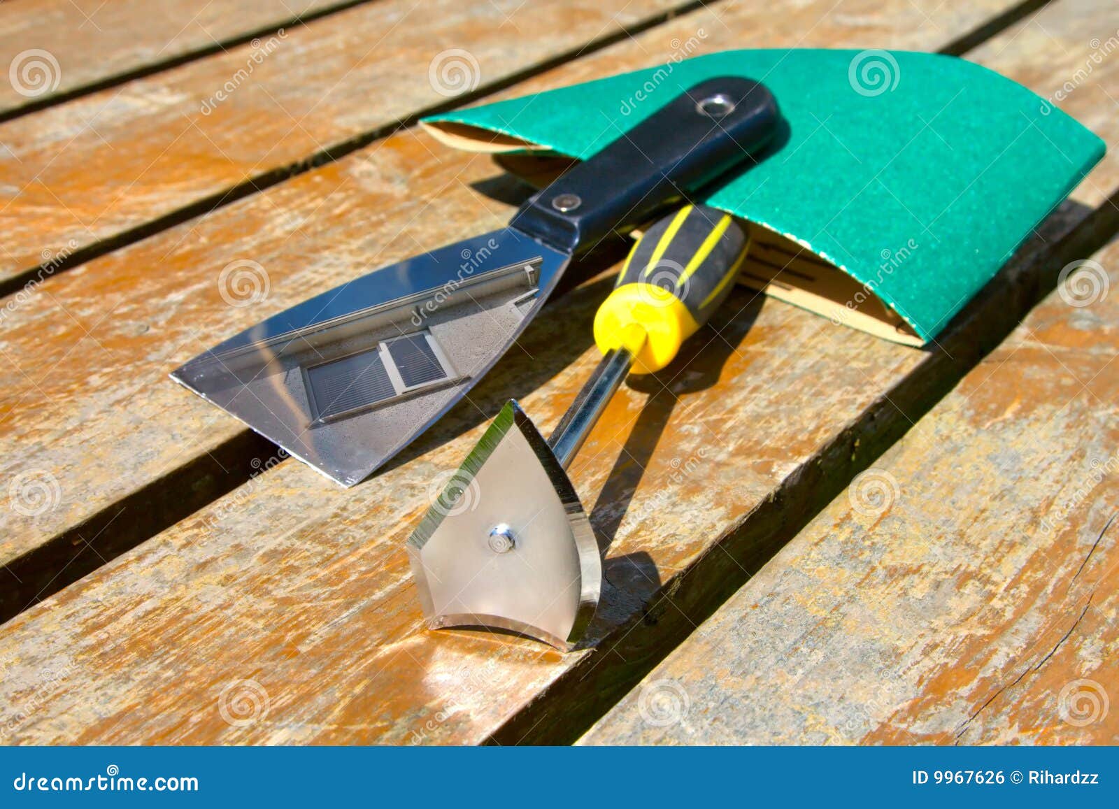 Sandpaper and Scraper Tools Stock Photo - Image of painting, residence ...