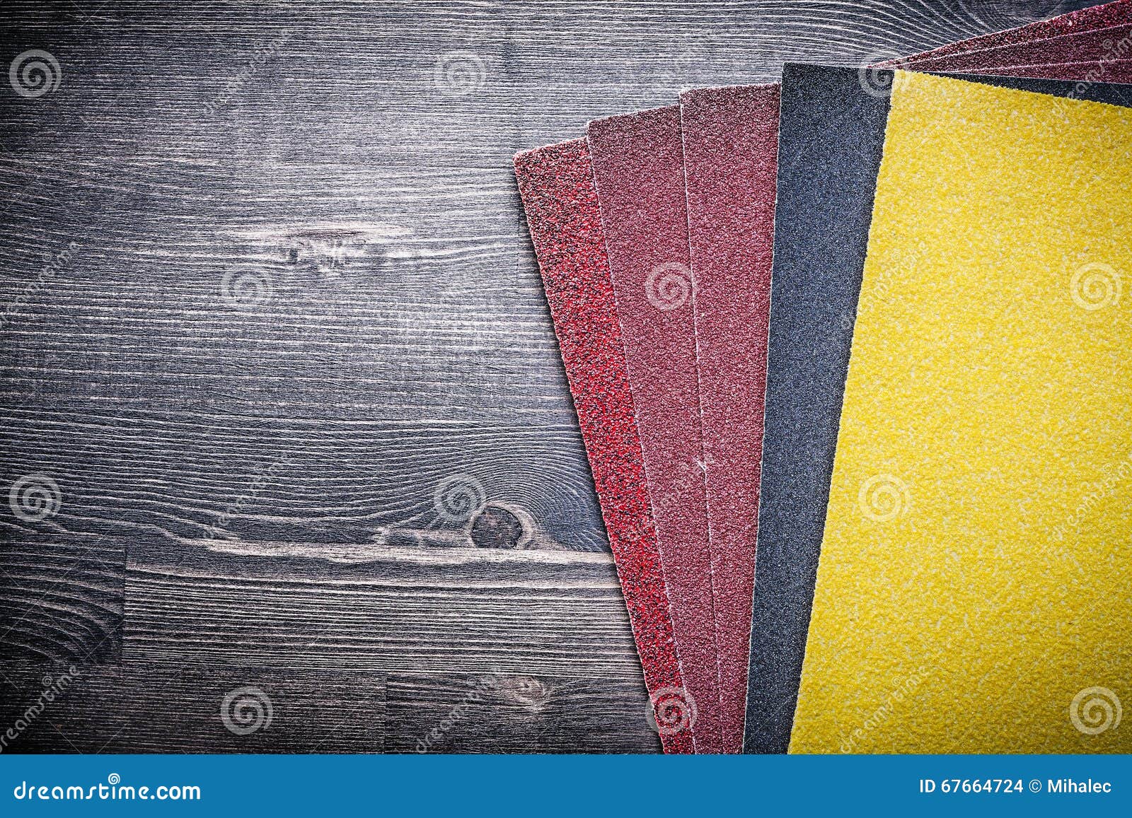 Sandpaper on Vintage Wooden Board Abrasive Tools Stock Photo - Image of ...