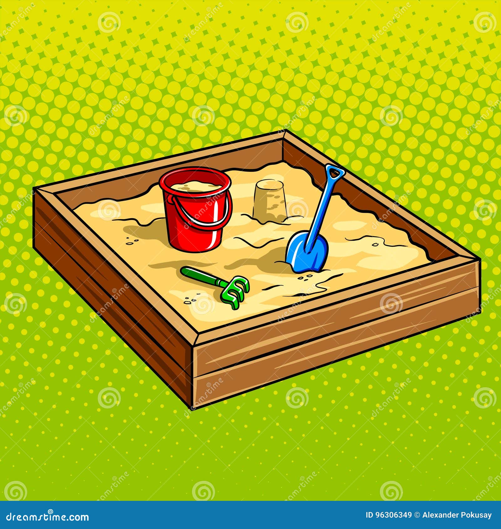 Sandpit Voor De Vectorillustratie Van Het Kinderenpop-art Vector ...