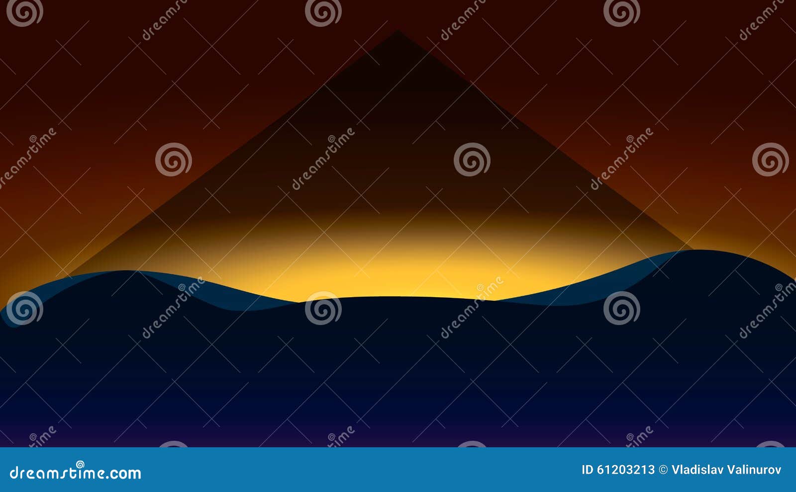 Sands and Pyramid at Sunset Stock Illustration - Illustration of sands ...