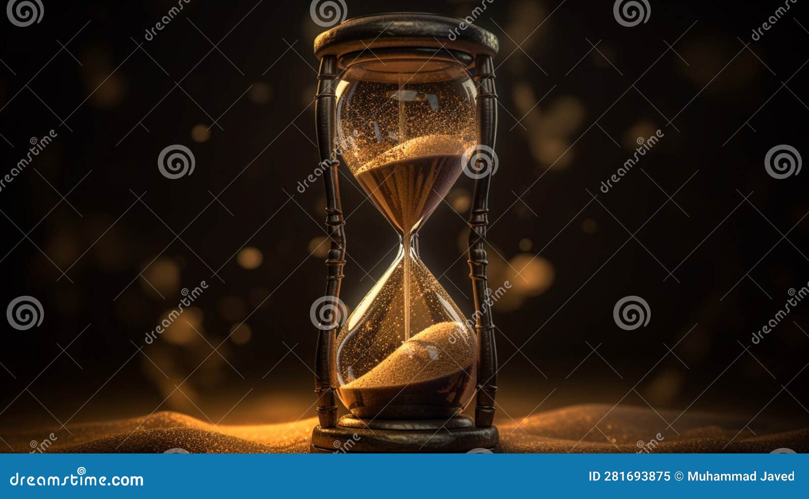 Sands of Time in Glowing Hourglass Stock Illustration - Illustration of ...