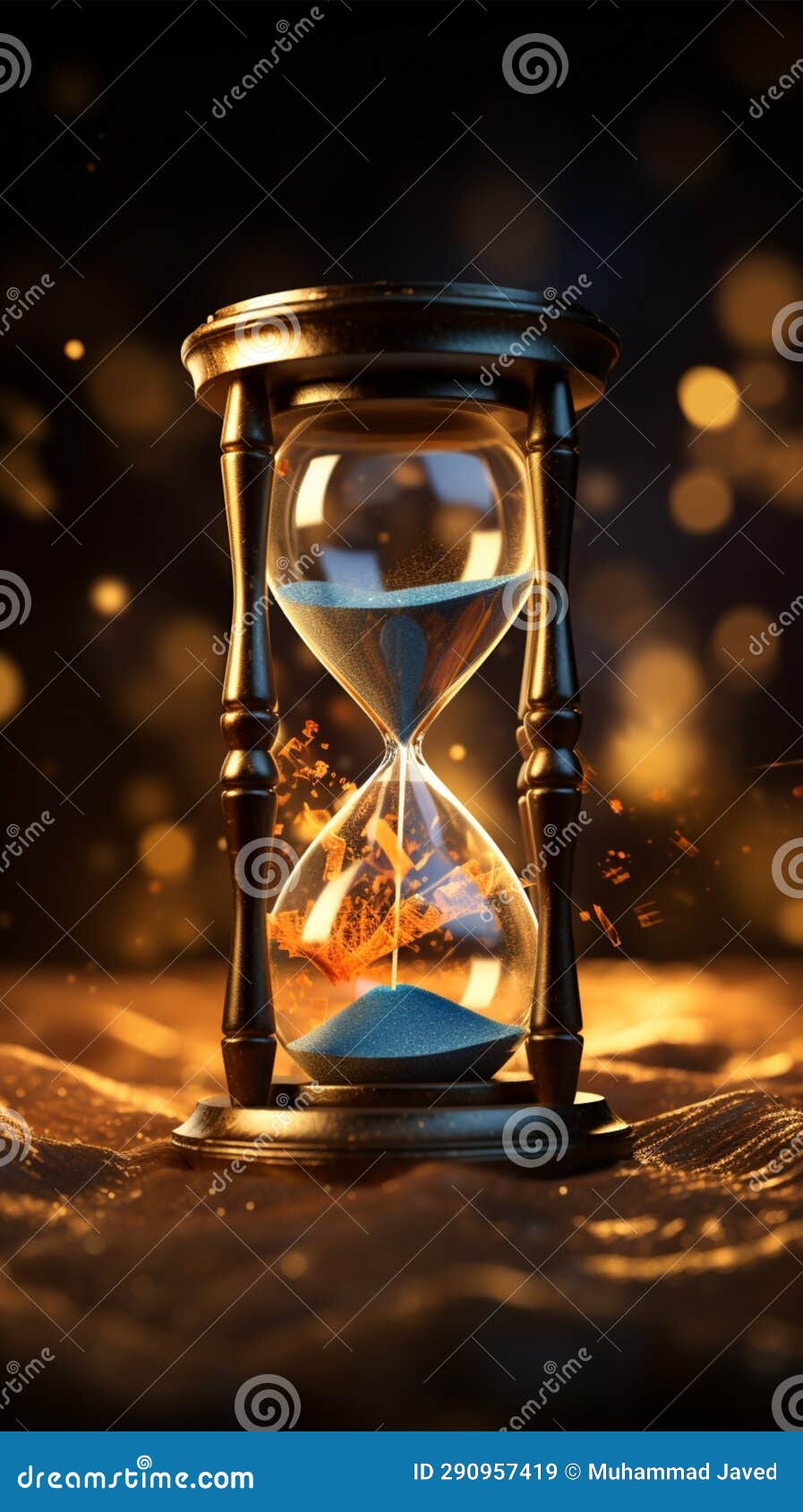 Sands of Time in Glowing Hourglass Stock Illustration - Illustration of ...