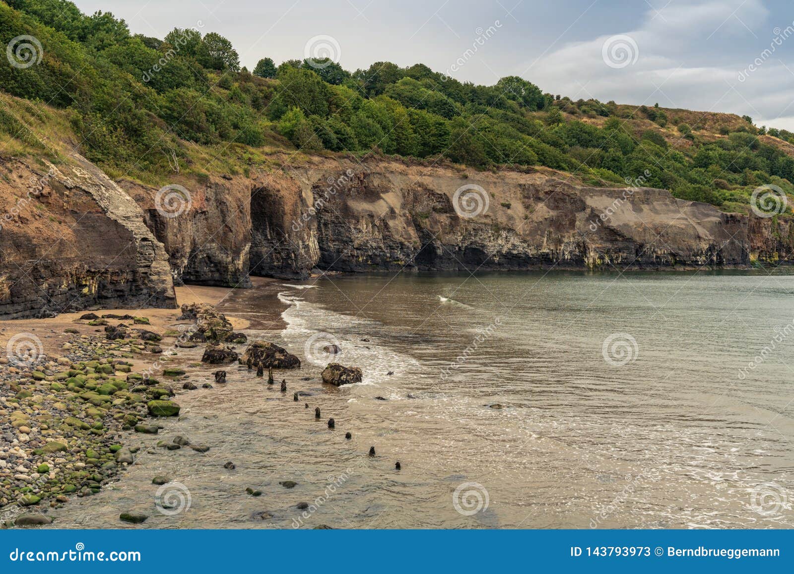 Sandsend, England, UK stock image. Image of cliff, geological - 143793973