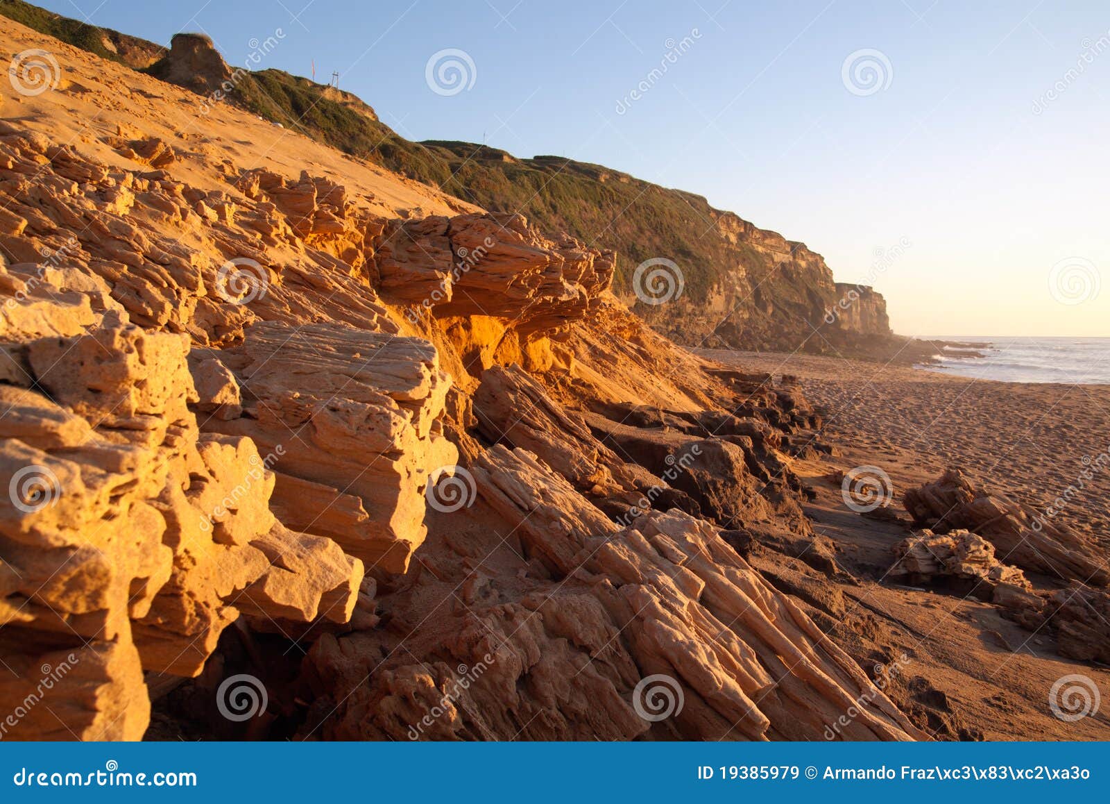 Sandstone beach stock image. Image of cliff, breaking - 19385979