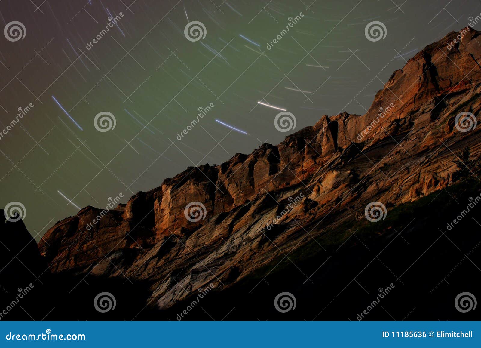 Sandstone Cliffs at Night with Star Trails Stock Photo - Image of ...