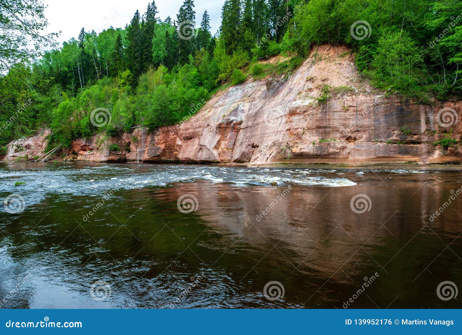 Sandstone Cliffs on the Shore of Forest River Stock Photo - Image of ...