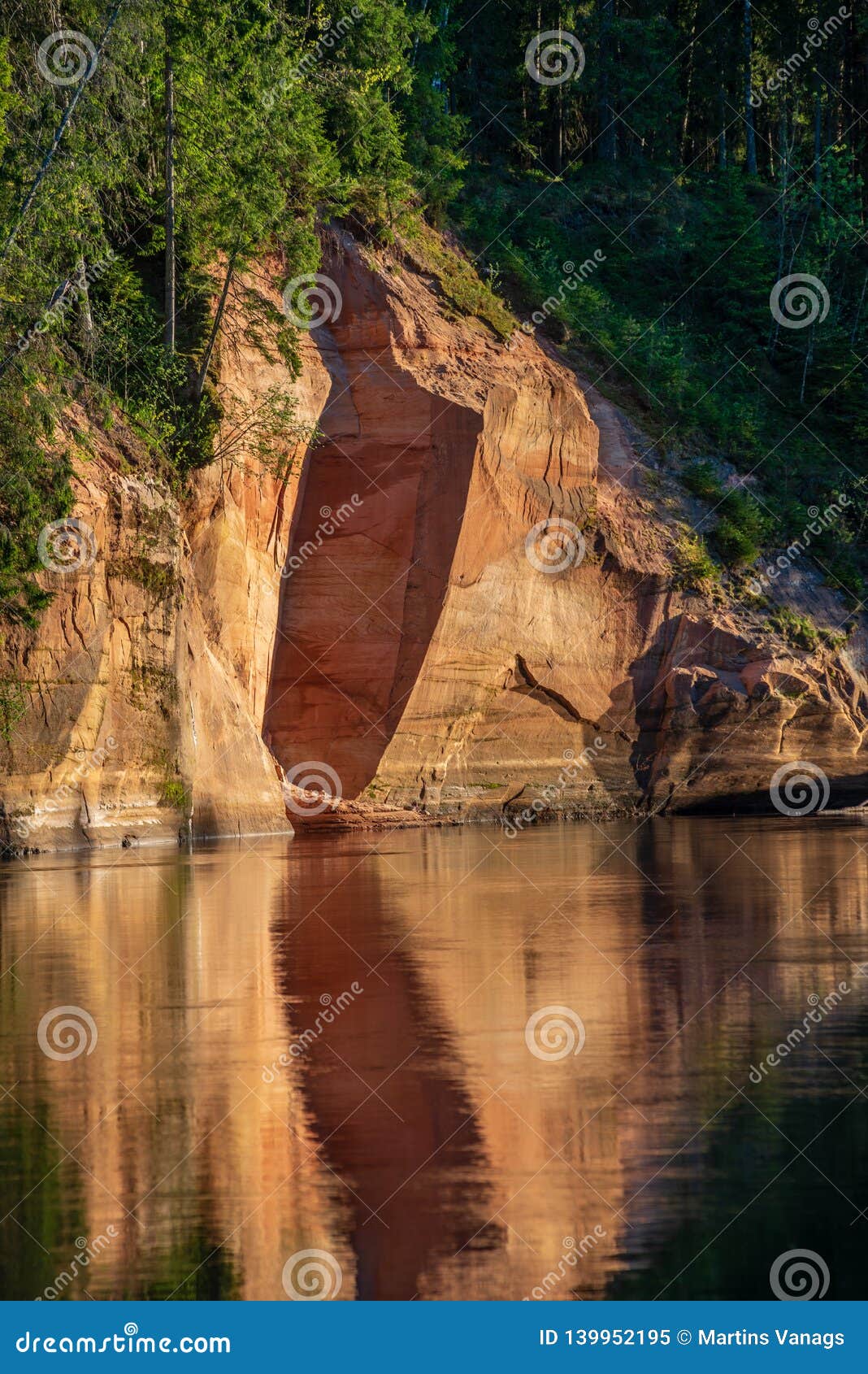 Sandstone Cliffs on the Shore of Forest River Stock Image - Image of ...