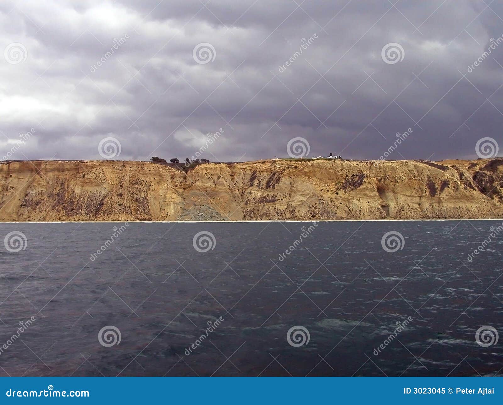 Sandstone Cliffs, Sky, & Ocean Stock Image - Image of overcast ...