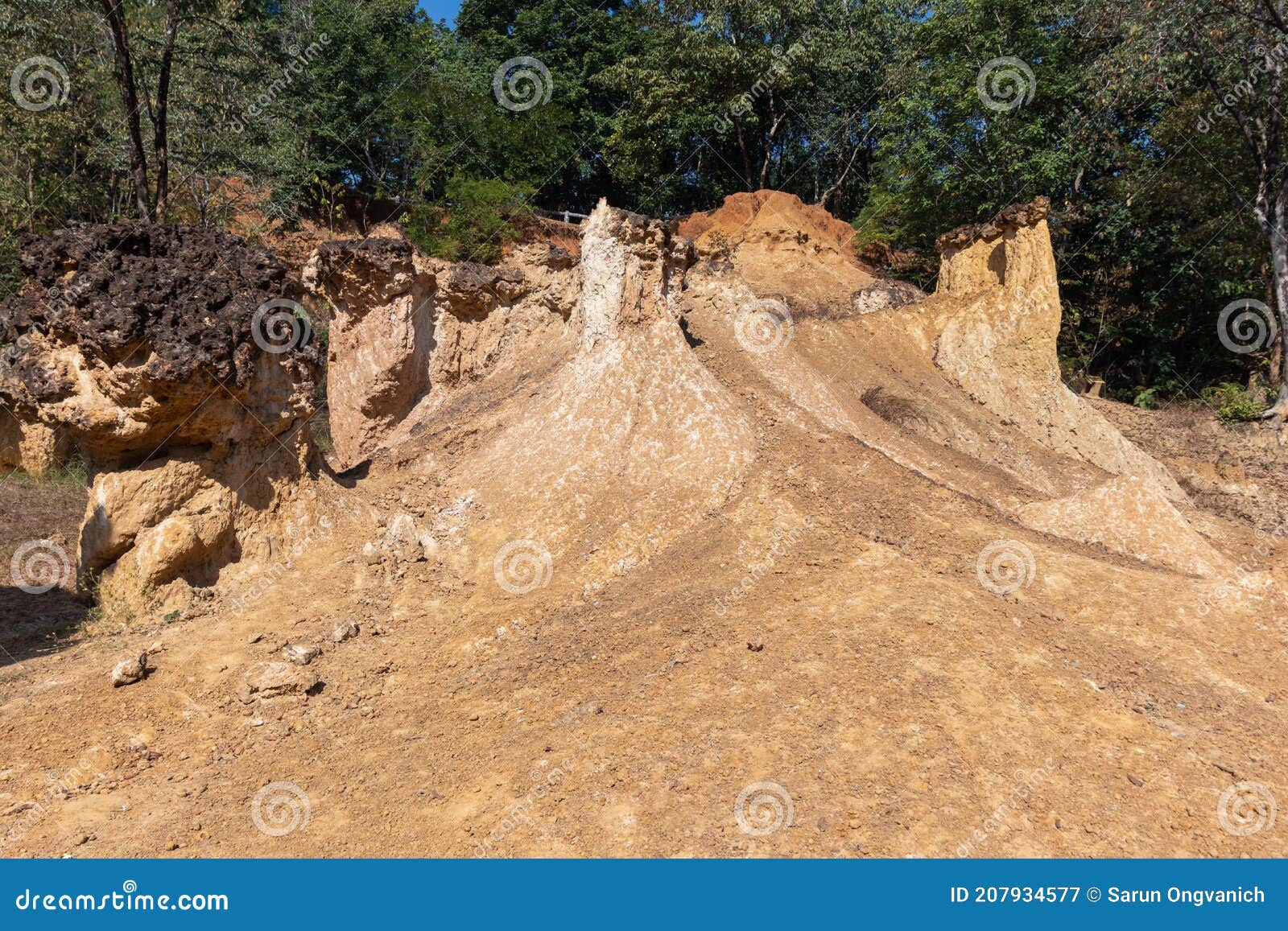 Sandstone Columns Formed by Erosion and Weathering Process in Dry ...
