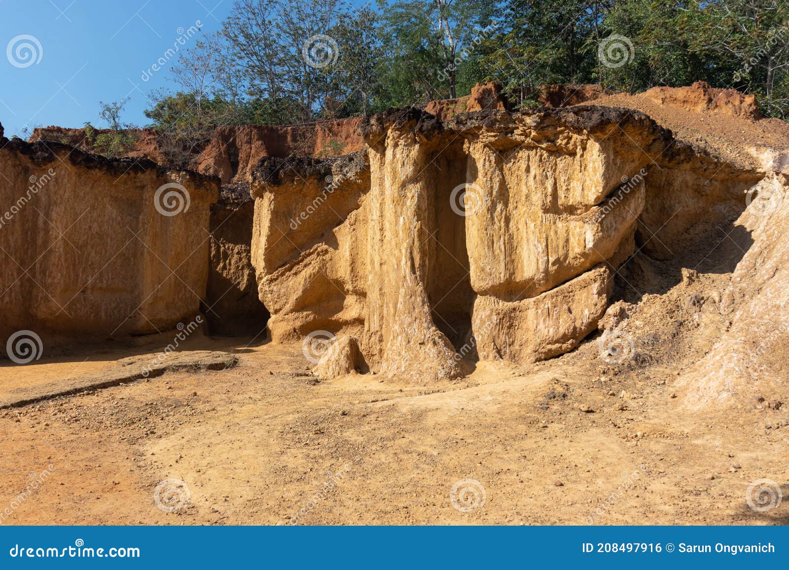 Sandstone Columns Formed by Erosion and Weathering Process in Dry ...