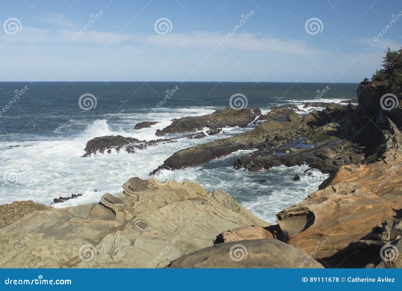 Sandstone Formations at Shore Acres State Park, Oregon Stock Photo ...