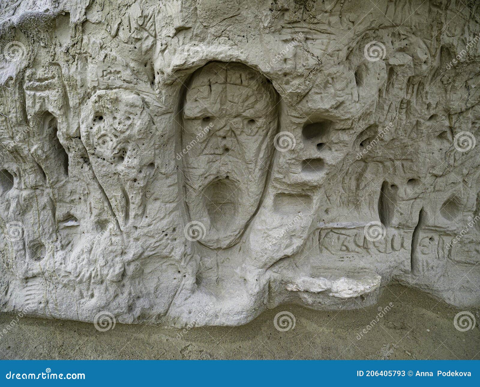 Sandstone Magical Humanoid and Zoomorphic Shapes on the Beach. Stock ...