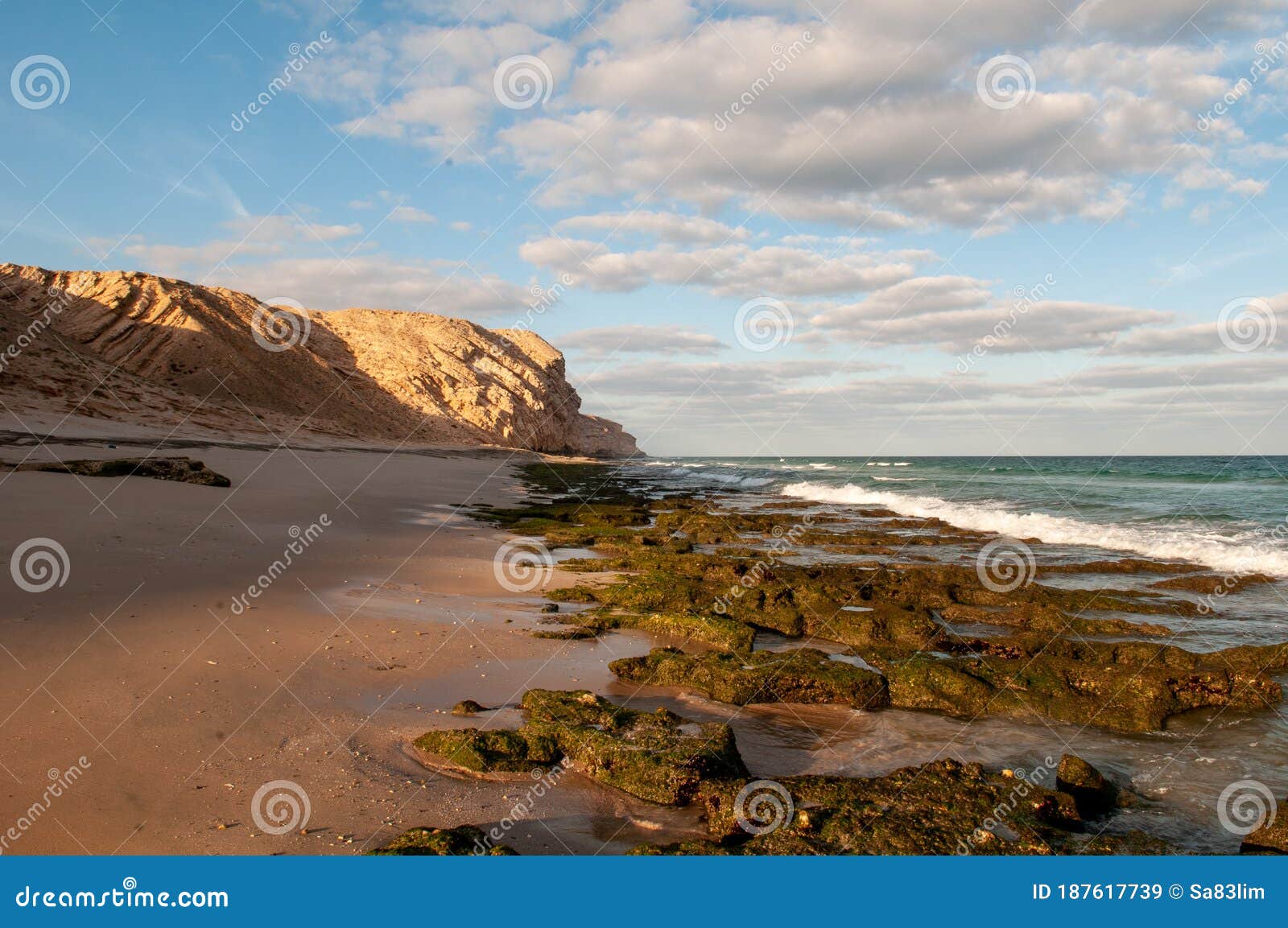 Sandstone Mountain Cliff on Sea Beach , Oman Stock Image - Image of ...